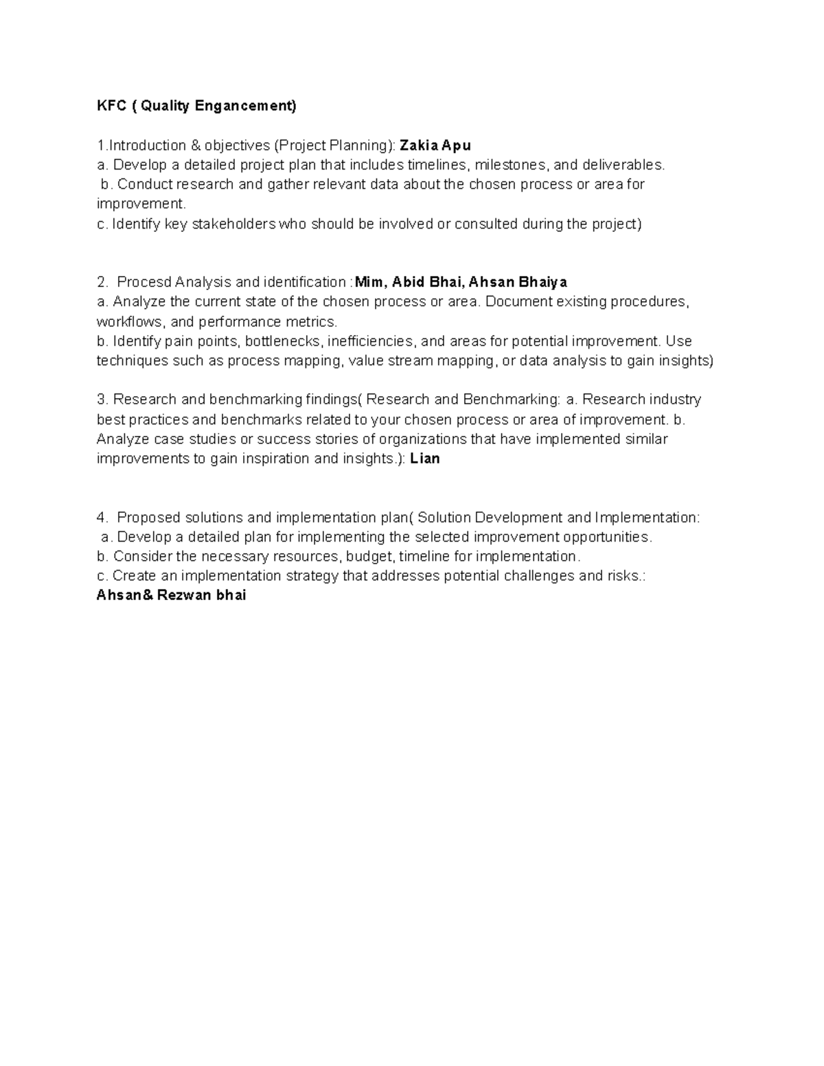 KFC ( Quality Engancement) - KFC ( Quality Engancement) 1 & objectives ...