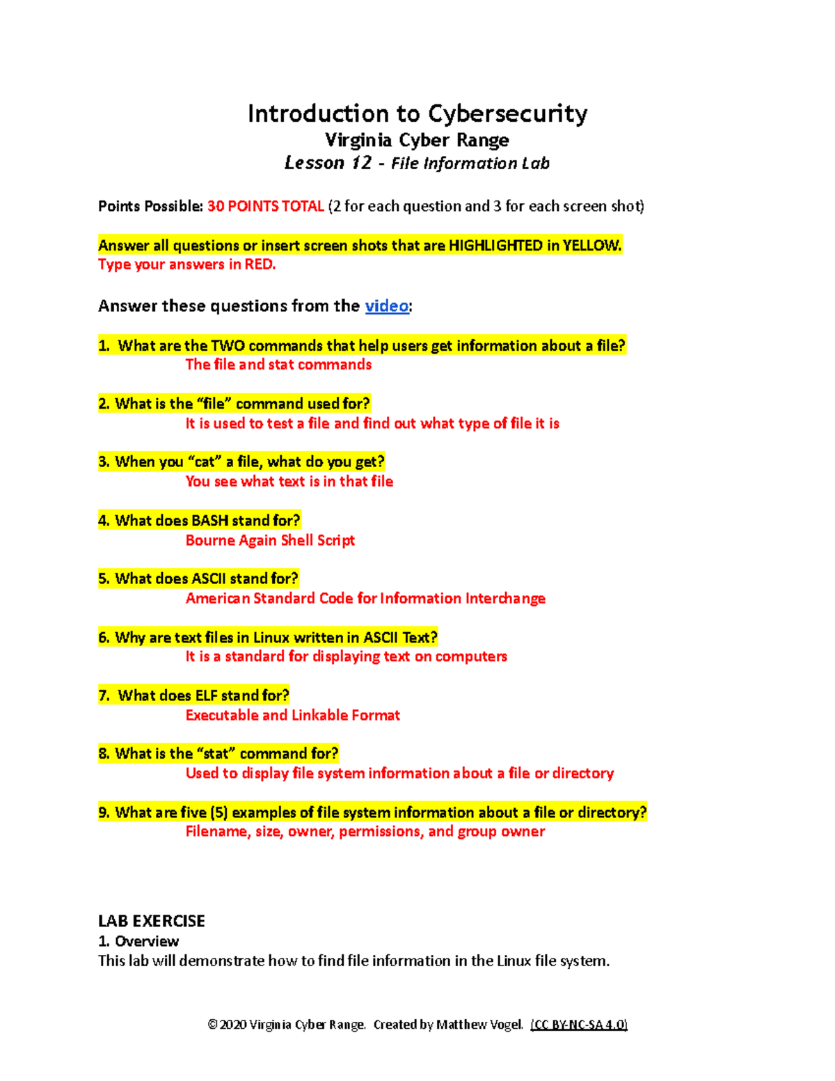 Lesson 12 - Completed Homework with answers - Introduction to ...