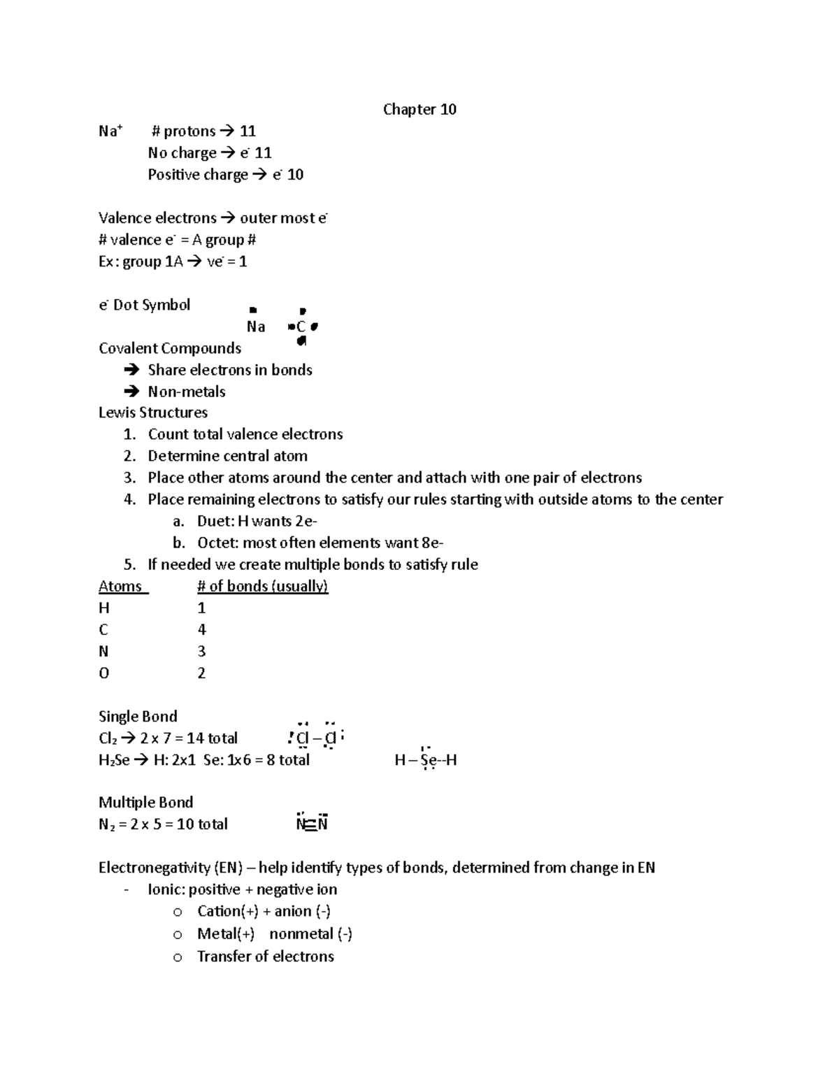 Chapter 10 Notes - Electron configurations and lewis structures ...
