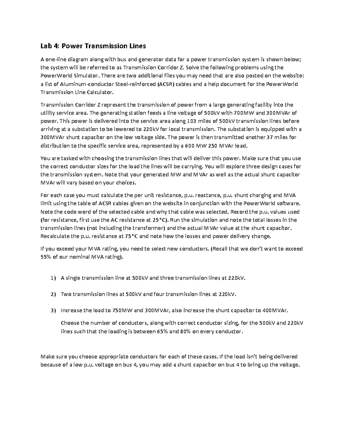 Lab 4 Assignment - POWER SYSTEMS - Lab 4: Power Transmission Lines A ...