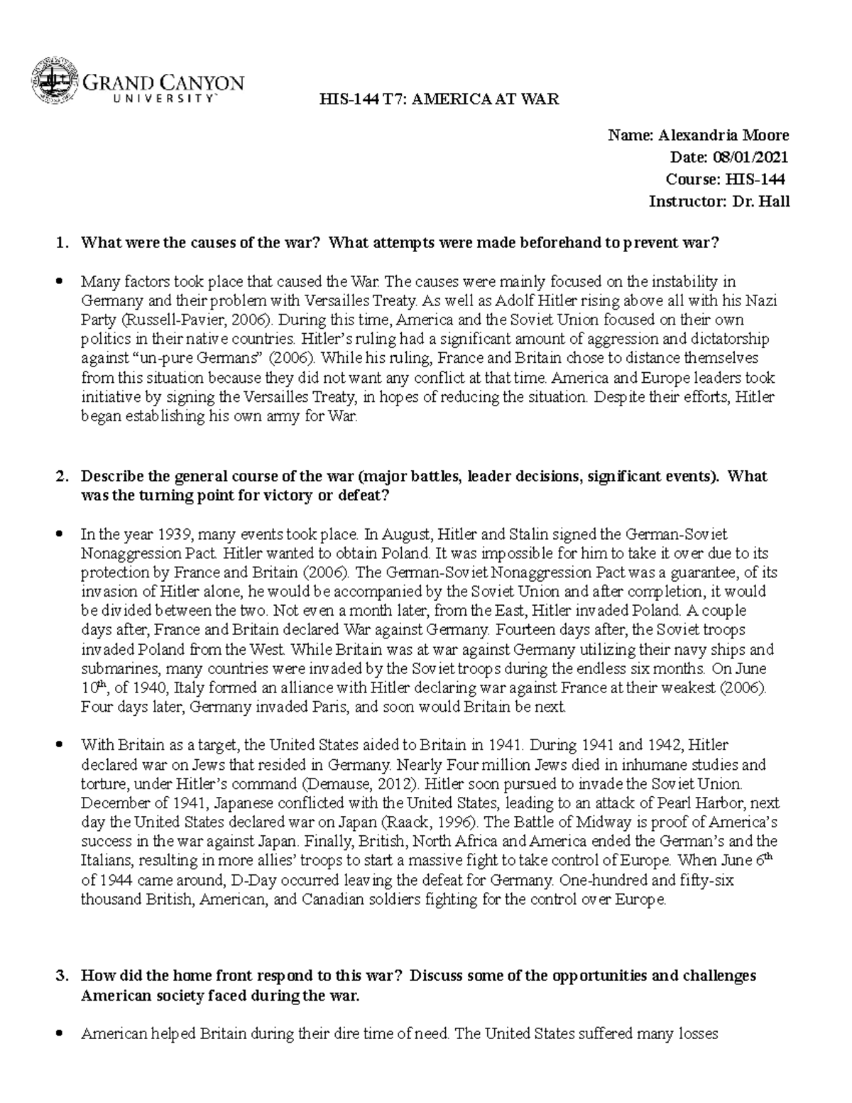America at War Worksheet Online - ECE-300 - GCU - StuDocu