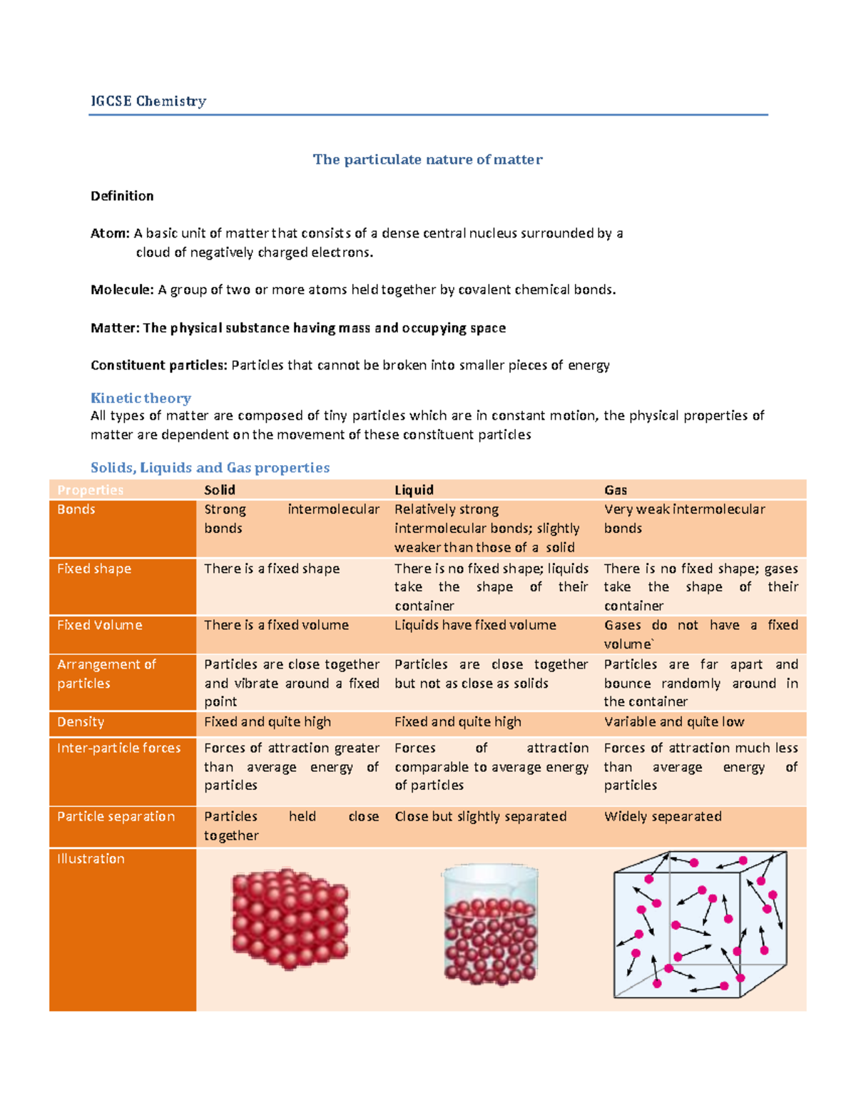 155197402 Igcse Chemistry Notes - IGCSE Chemistry The particulate ...