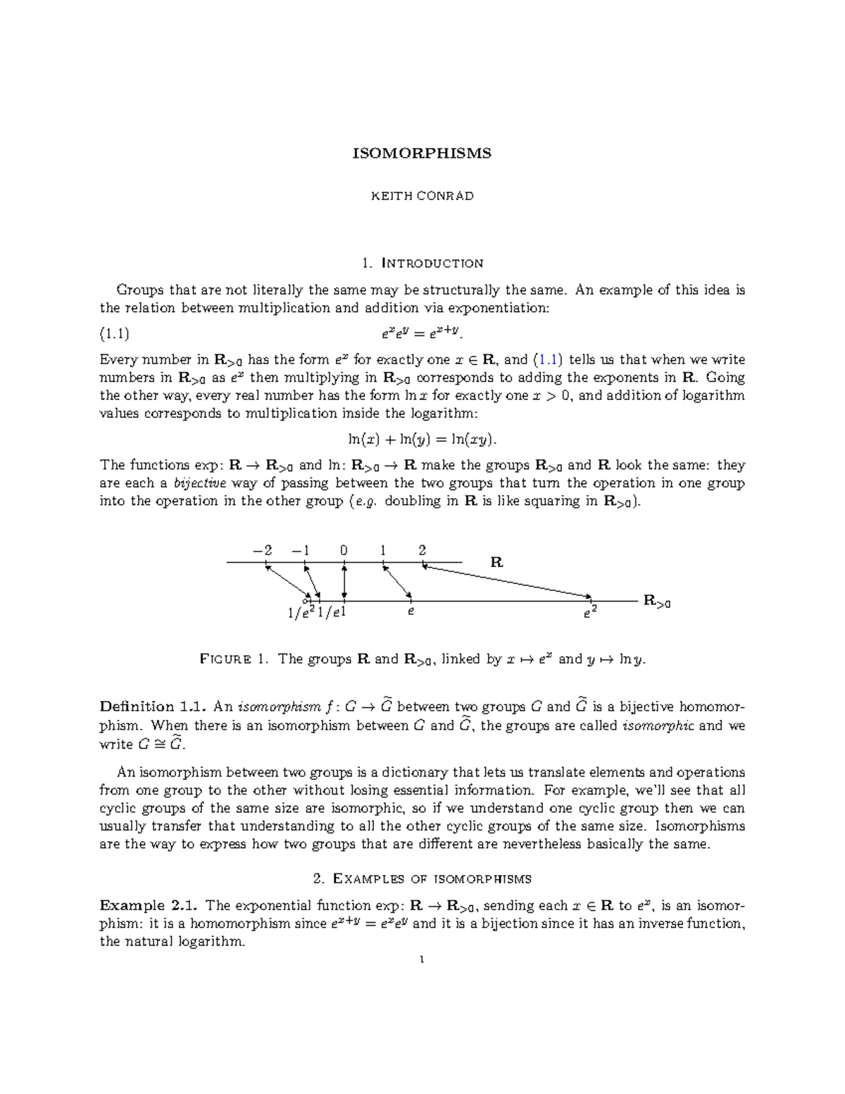 Isomorphisms - NOTES FOR COURSE - ISOMORPHISMS KEITH CONRAD ...