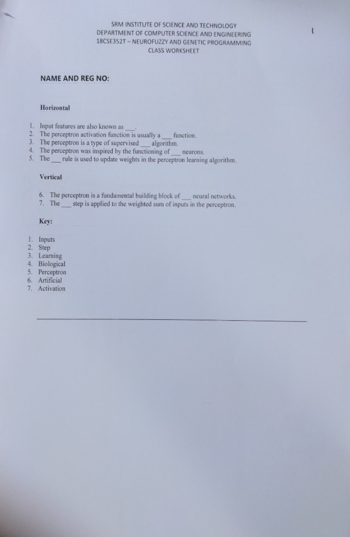 Neuro Fuzzy Class Test all worksheets - ####### NAME AND REG NO ...