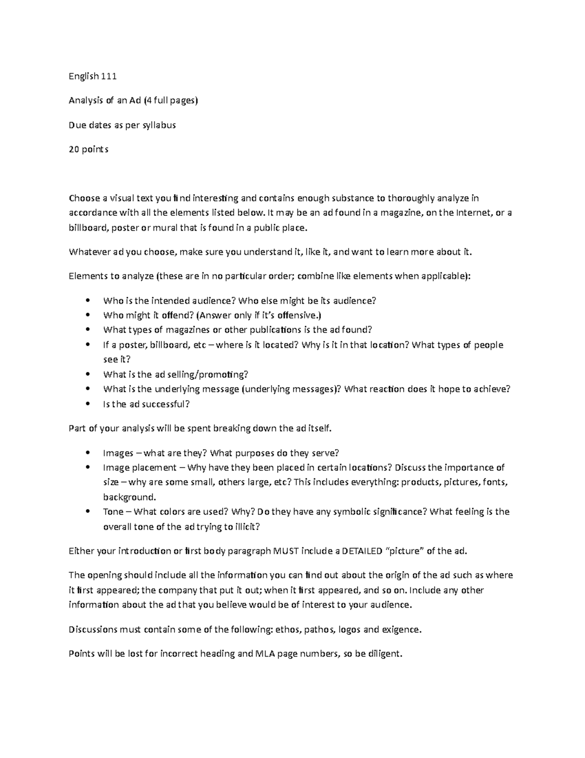 Ad analysis All Englishes - English 111 Analysis of an Ad (4 full pages ...