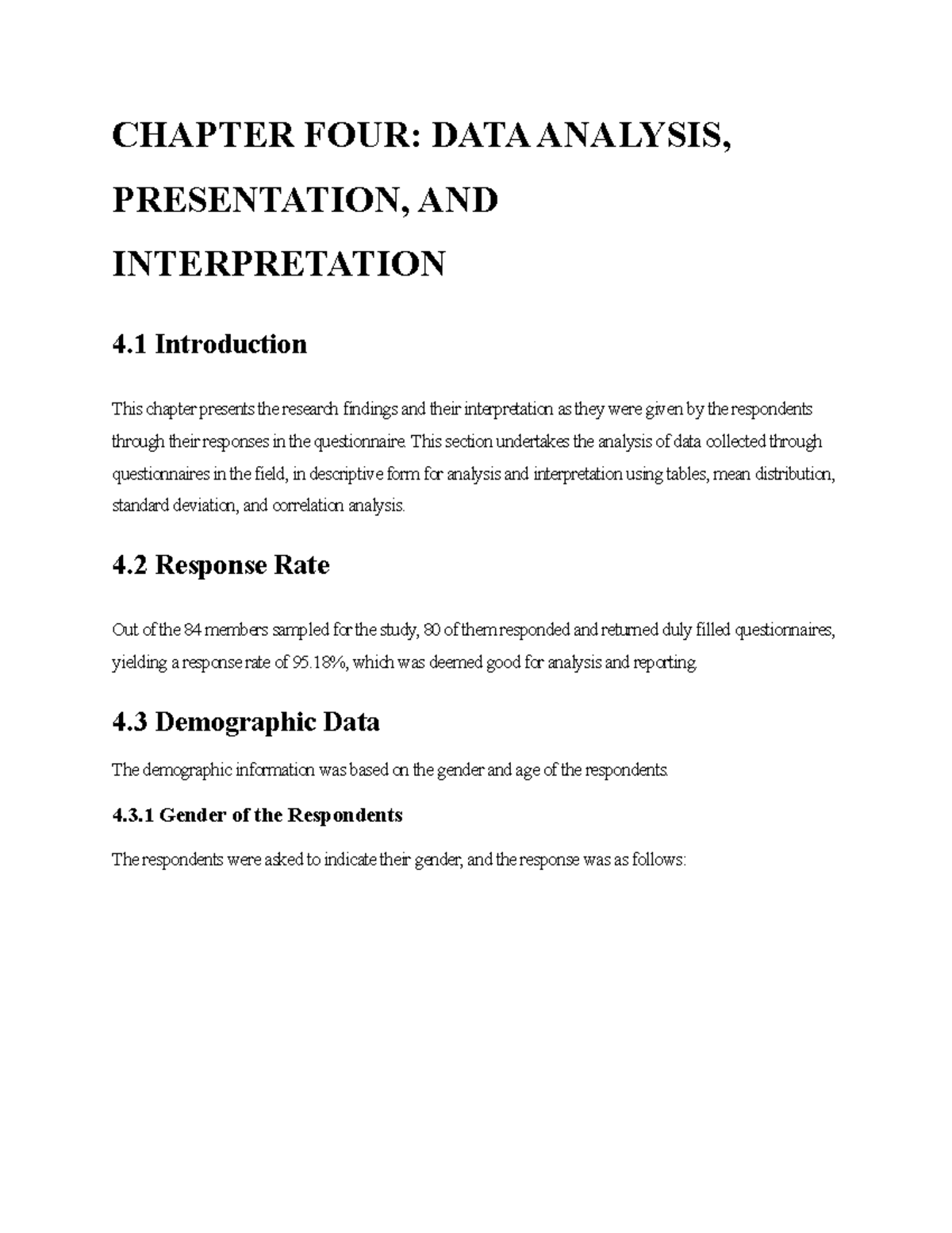Chapter 1 - PRACTICAL MATERIALS - CHAPTER FOUR: DATA ANALYSIS, PRESENTATION, AND INTERPRETATION ...