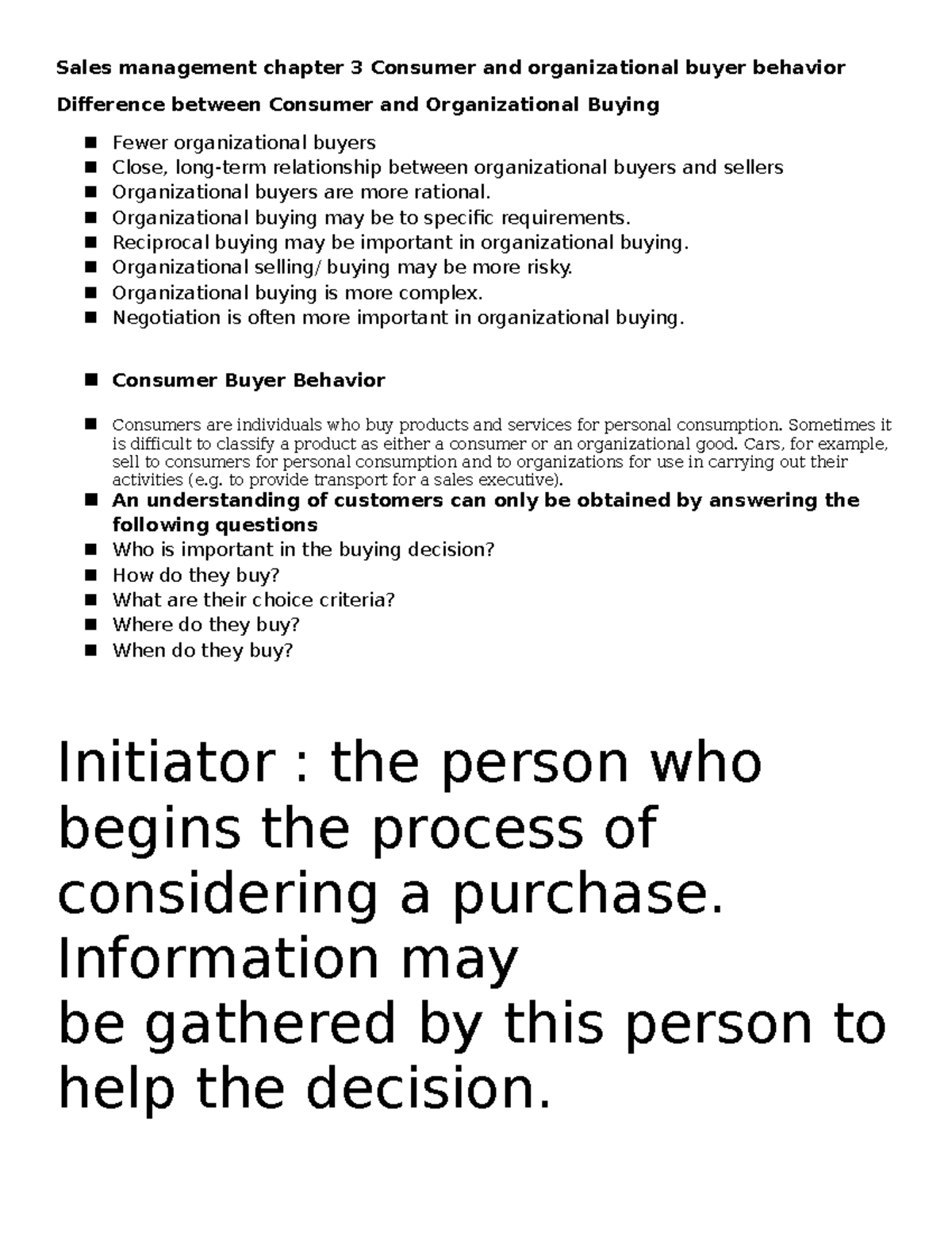Sales management chapter 3 Consumer and organizational buyer behavior ...