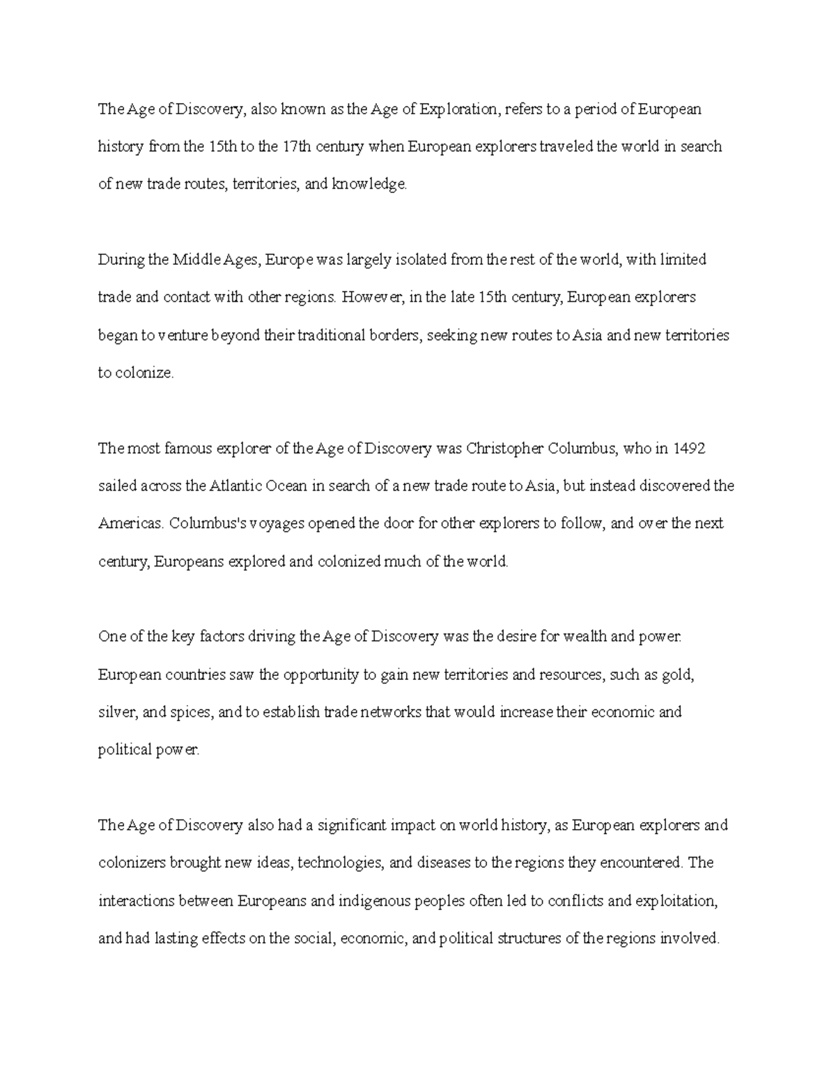 The age of discovery (the Middle Ages) Notes - The Age of Discovery ...