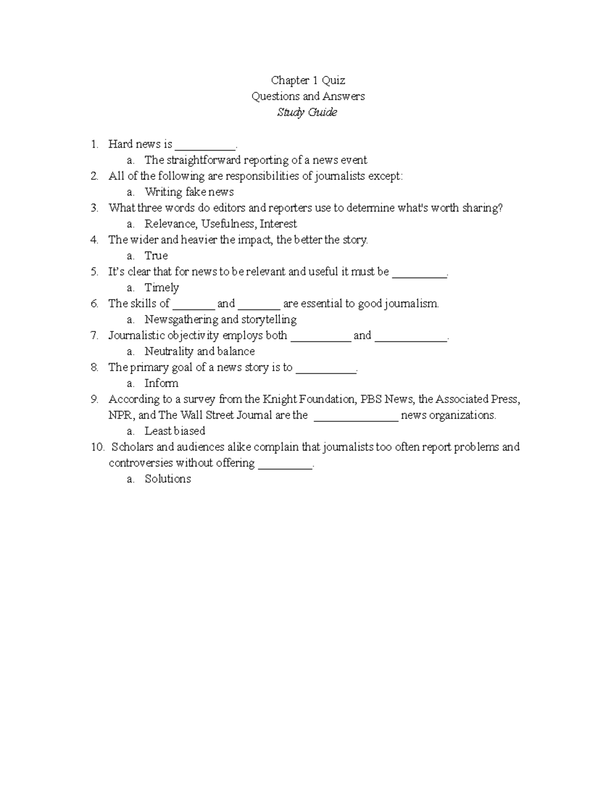 MC1313 Chapter 1 Quiz - Chapter 1 Quiz Questions and Answers Study ...