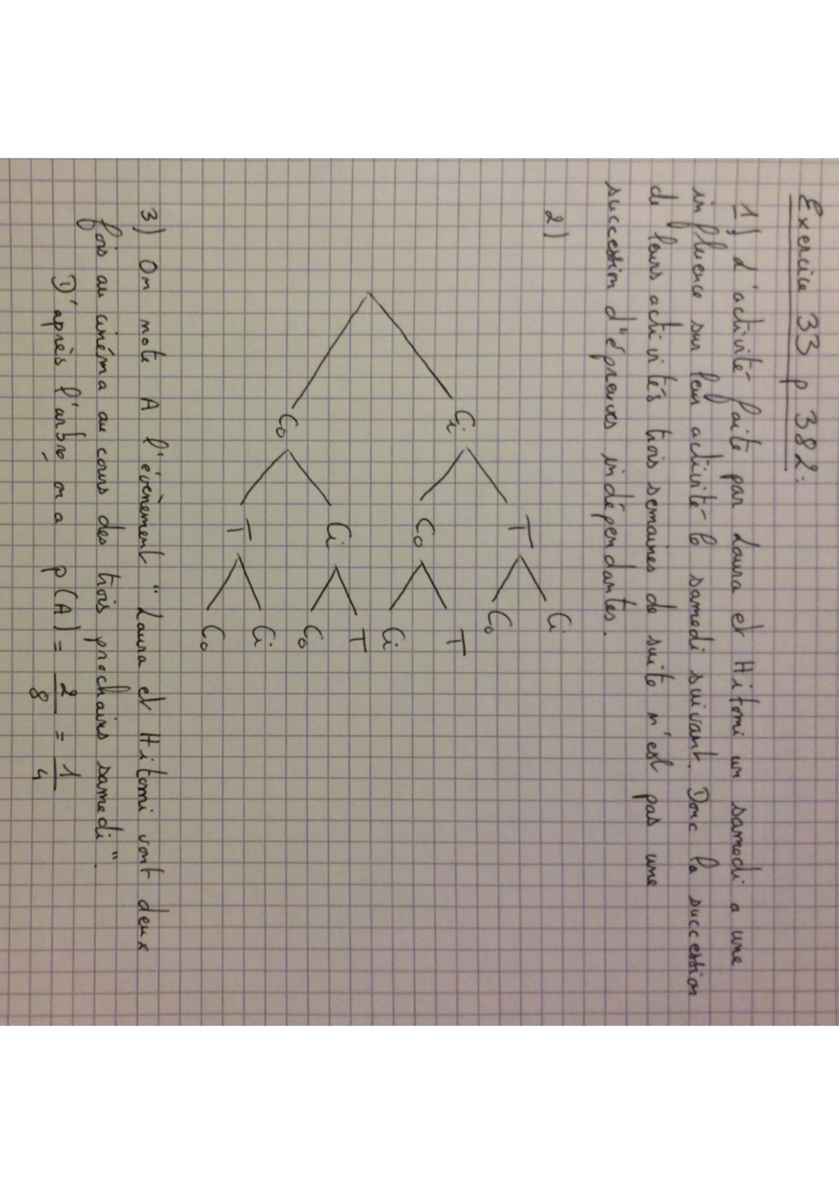 Exo33p382 - Exercise 33 p 382. 1, L activite faite par Laura et Hitomi ...