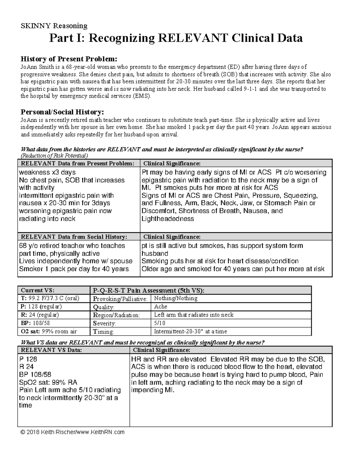 ACS-case study - SKINNY Reasoning Part I: Recognizing RELEVANT Clinical ...