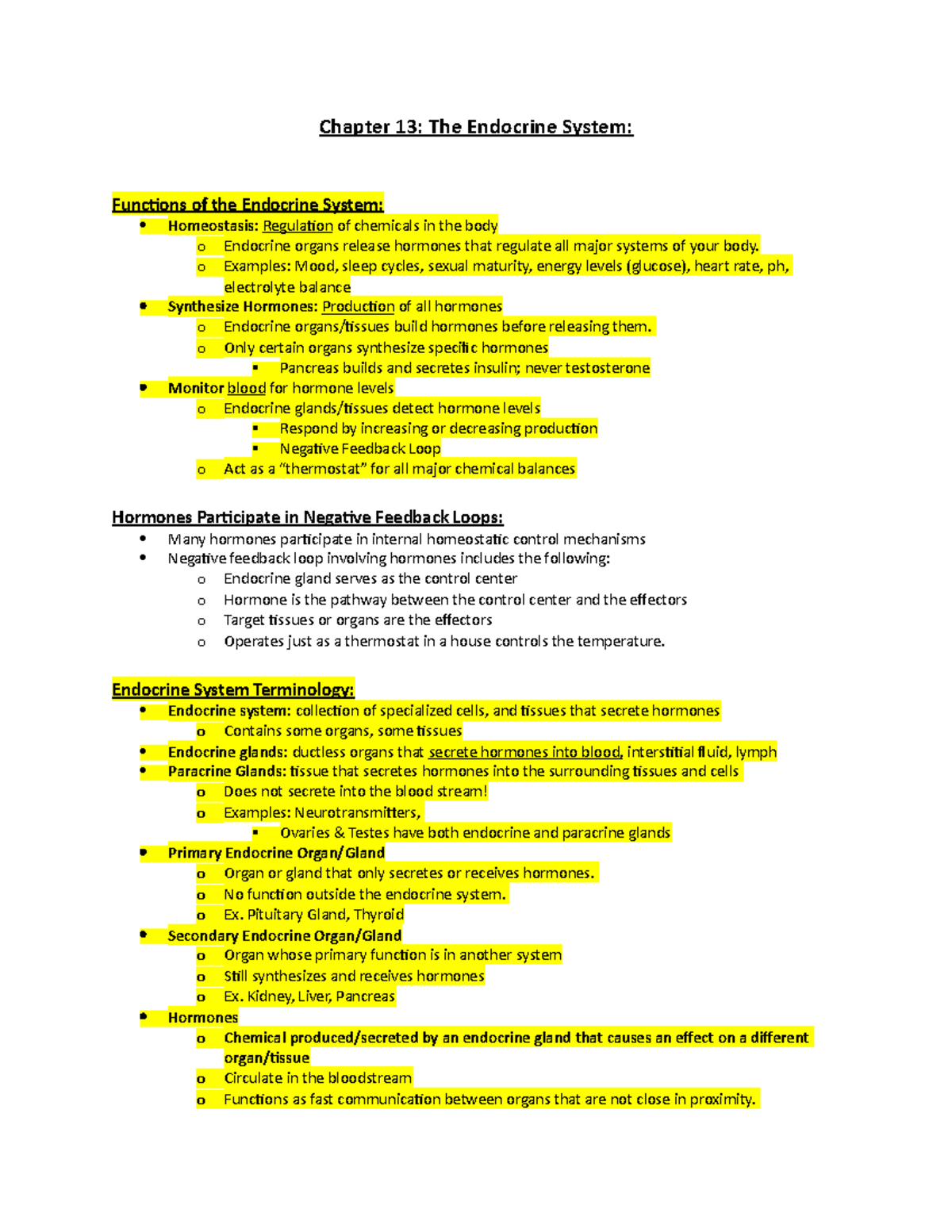 Chapter 13- The Endocrine System - Chapter 13: The Endocrine System ...
