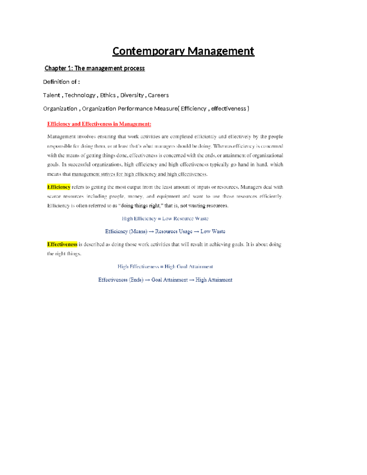 Ch1 -The Management Process - Contemporary Management - Contemporary ...