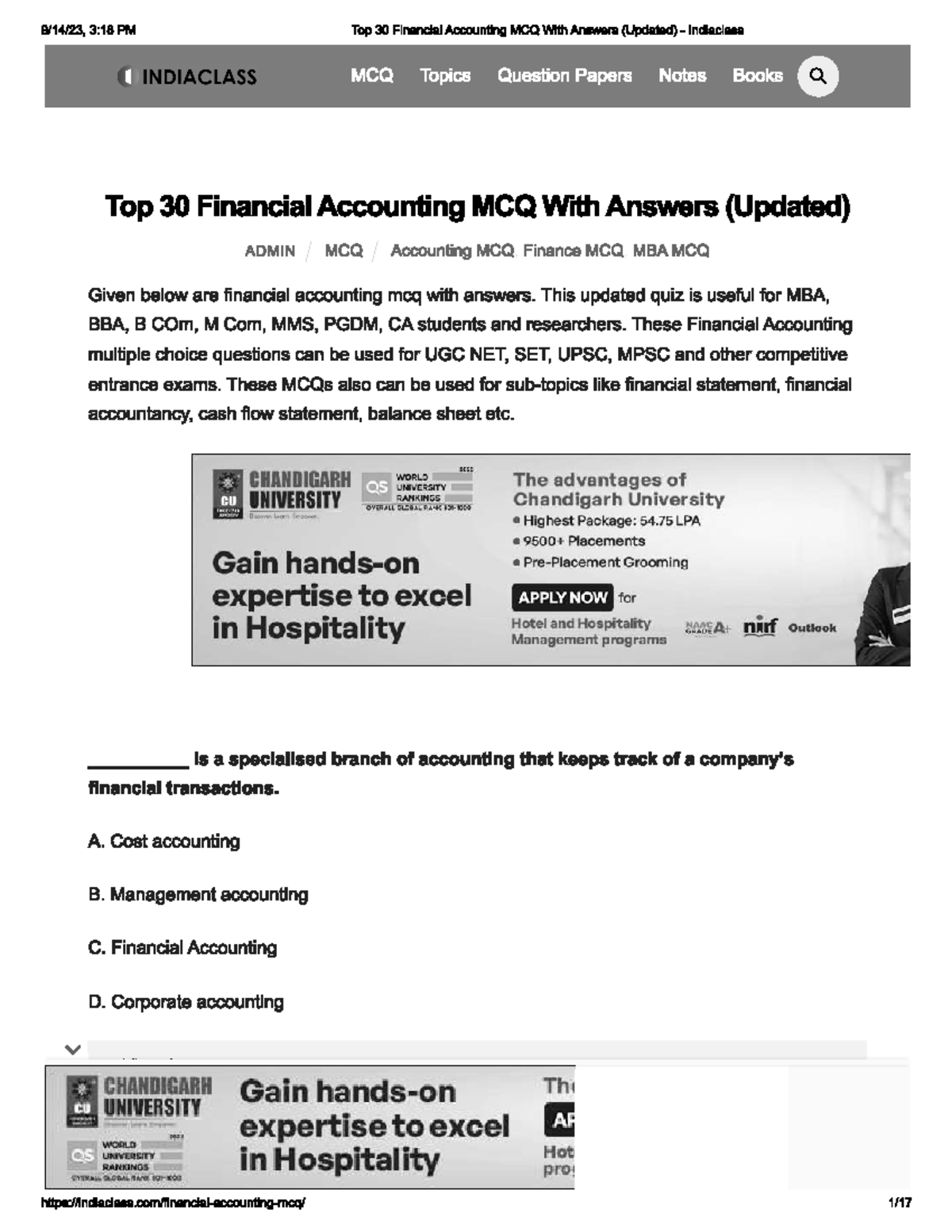 Financial accounting mcq - Management - Studocu