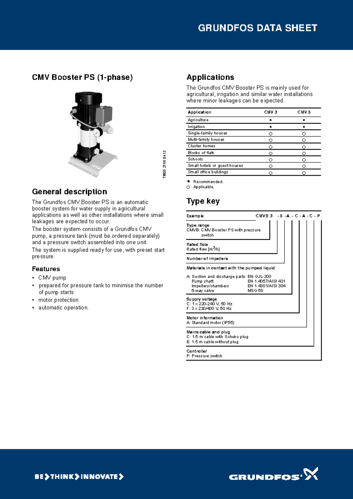 Grundfosliterature-3980923 - GRUNDFOS DATA SHEET CMV Booster PS (1 ...