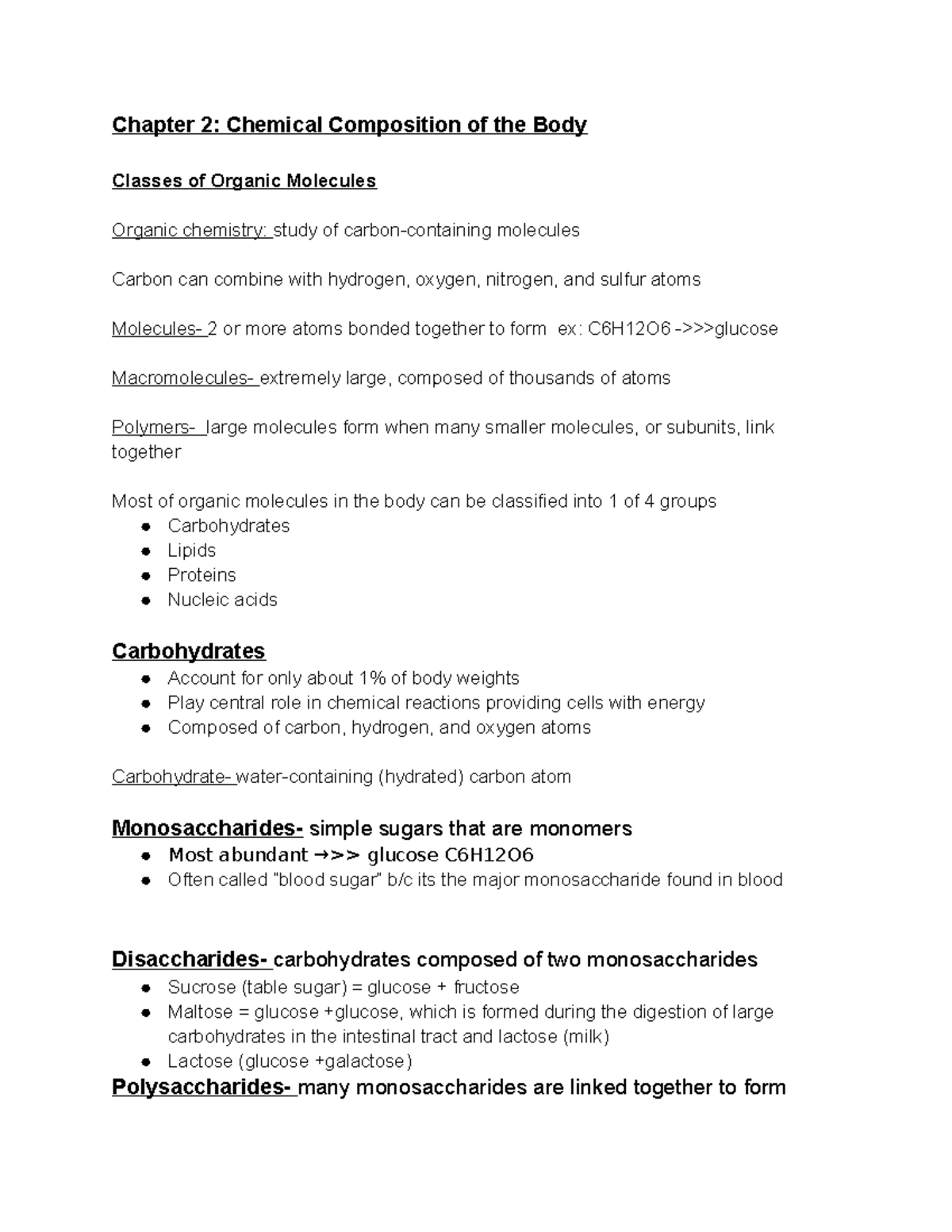 Nutrition Chapter 2 Chemical Composition of the Body - Chapter 2 ...