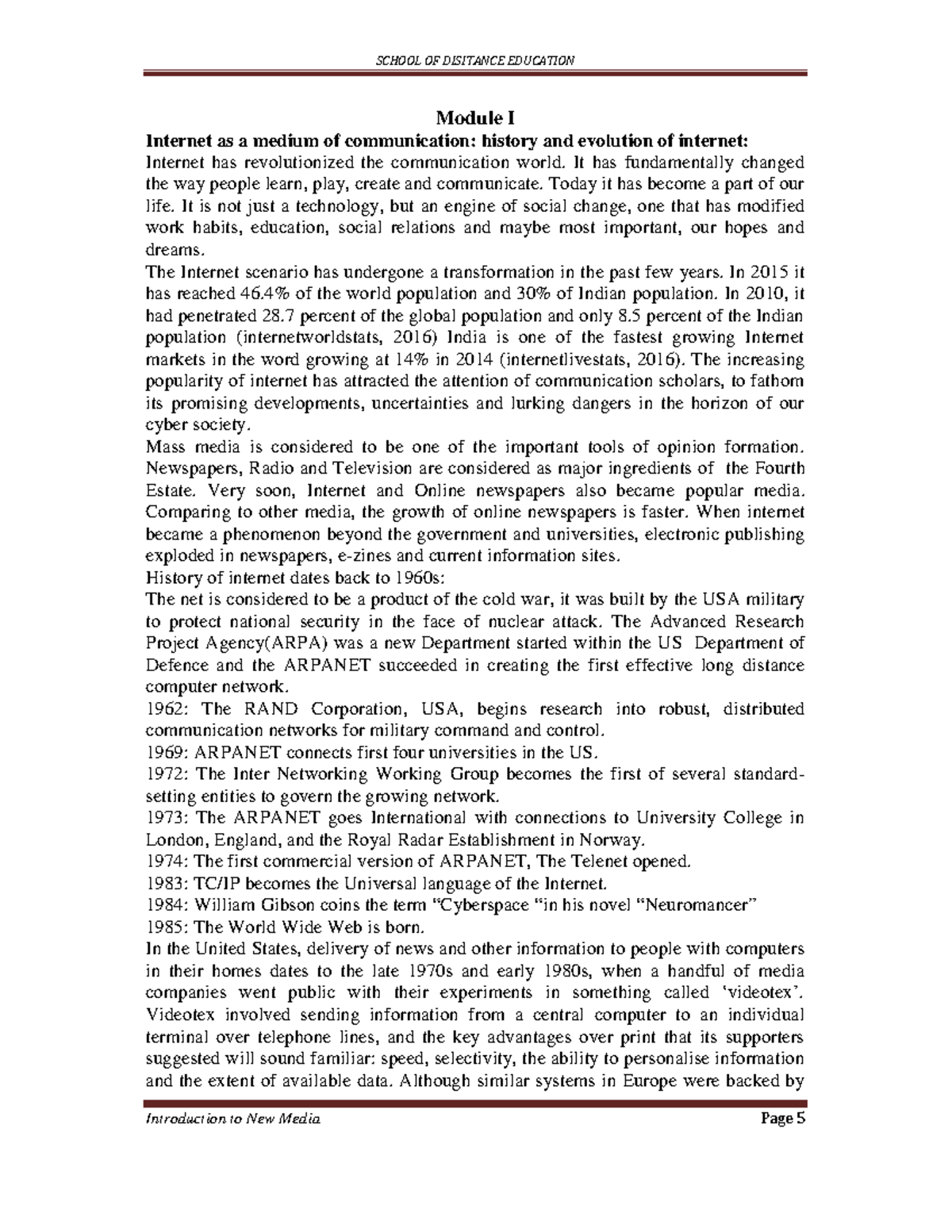 New media - Lecture notes 2 - Module I Internet as a medium of ...