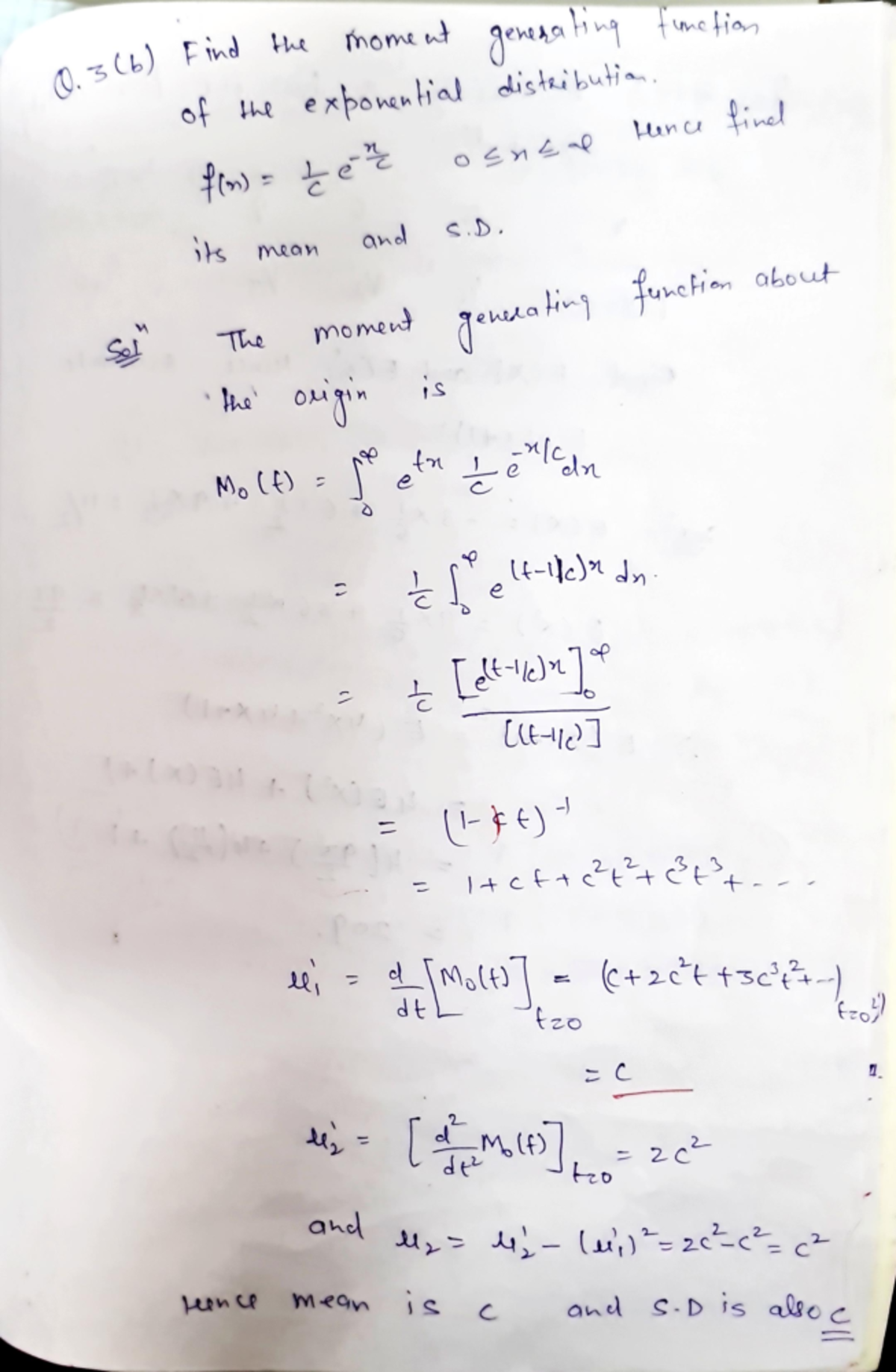 PSLP -notes - 0(b) Find the moment generating function of the ...