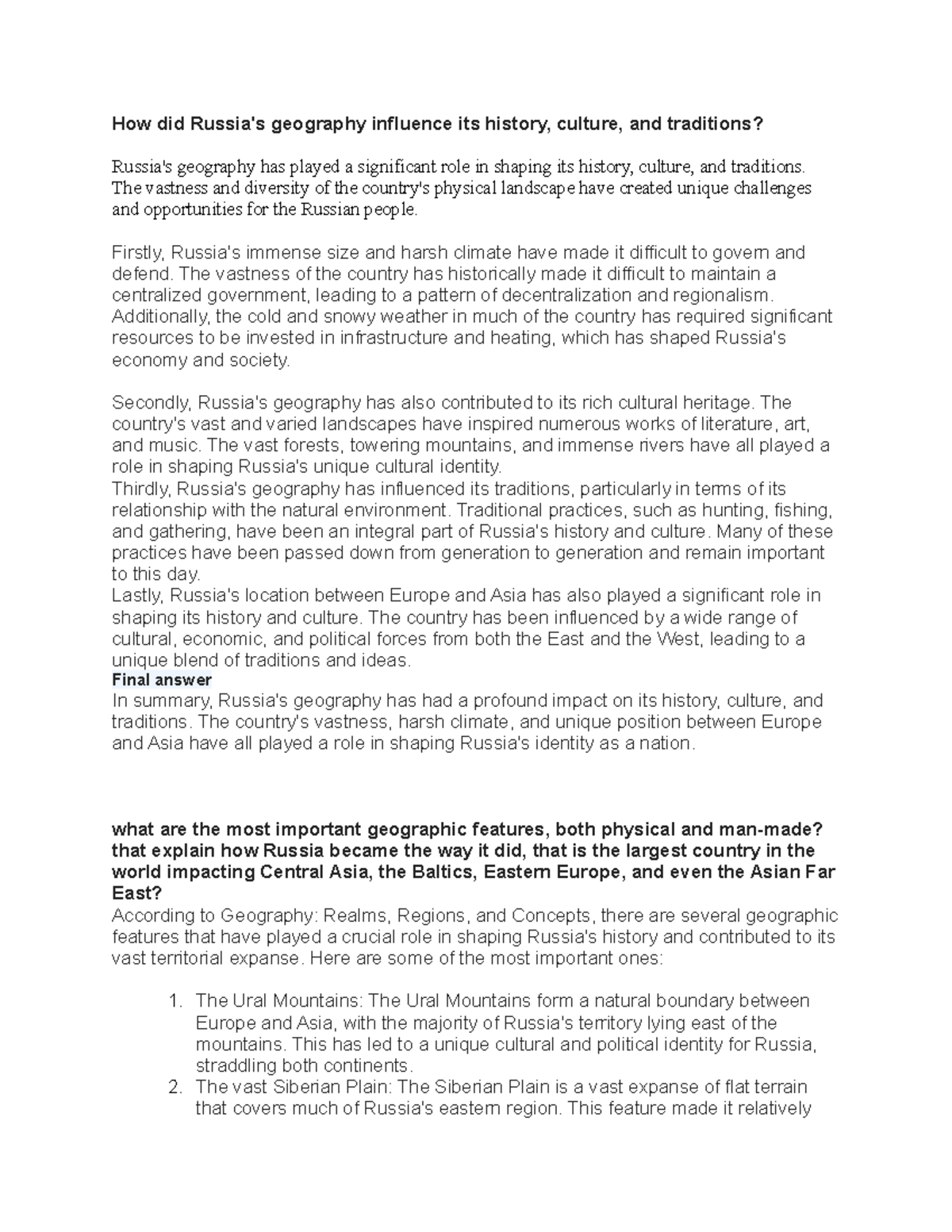 Russian Ralm Essay - Assignment work on the topic "How did Russia's ...