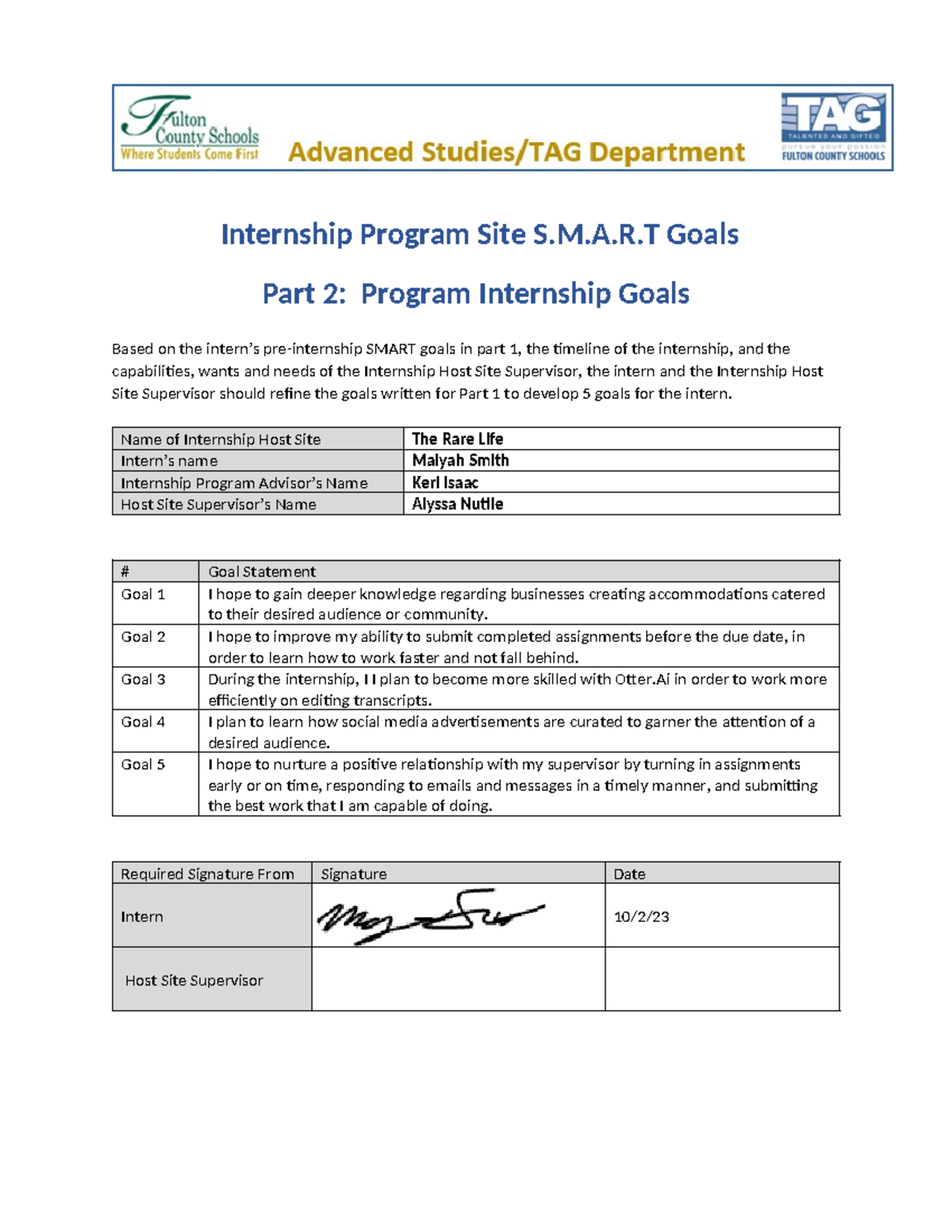 Smart Goals Part 2 - Internship Program Site S.M.A.R Goals Part 2 ...
