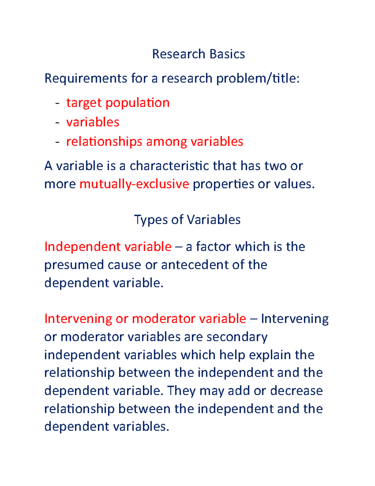 Format Research Basics Chapters 1 3 - Research Basics Requirements for a research problem/title ...