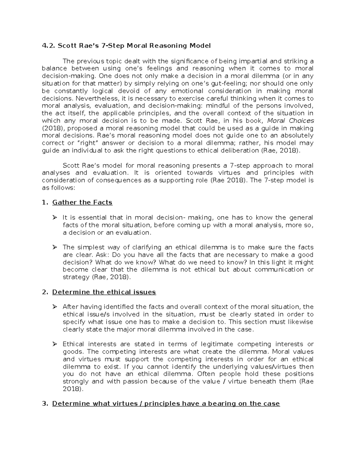 Scott Rae s 7-step model - Scott Rae’s 7-Step Moral Reasoning Model The ...