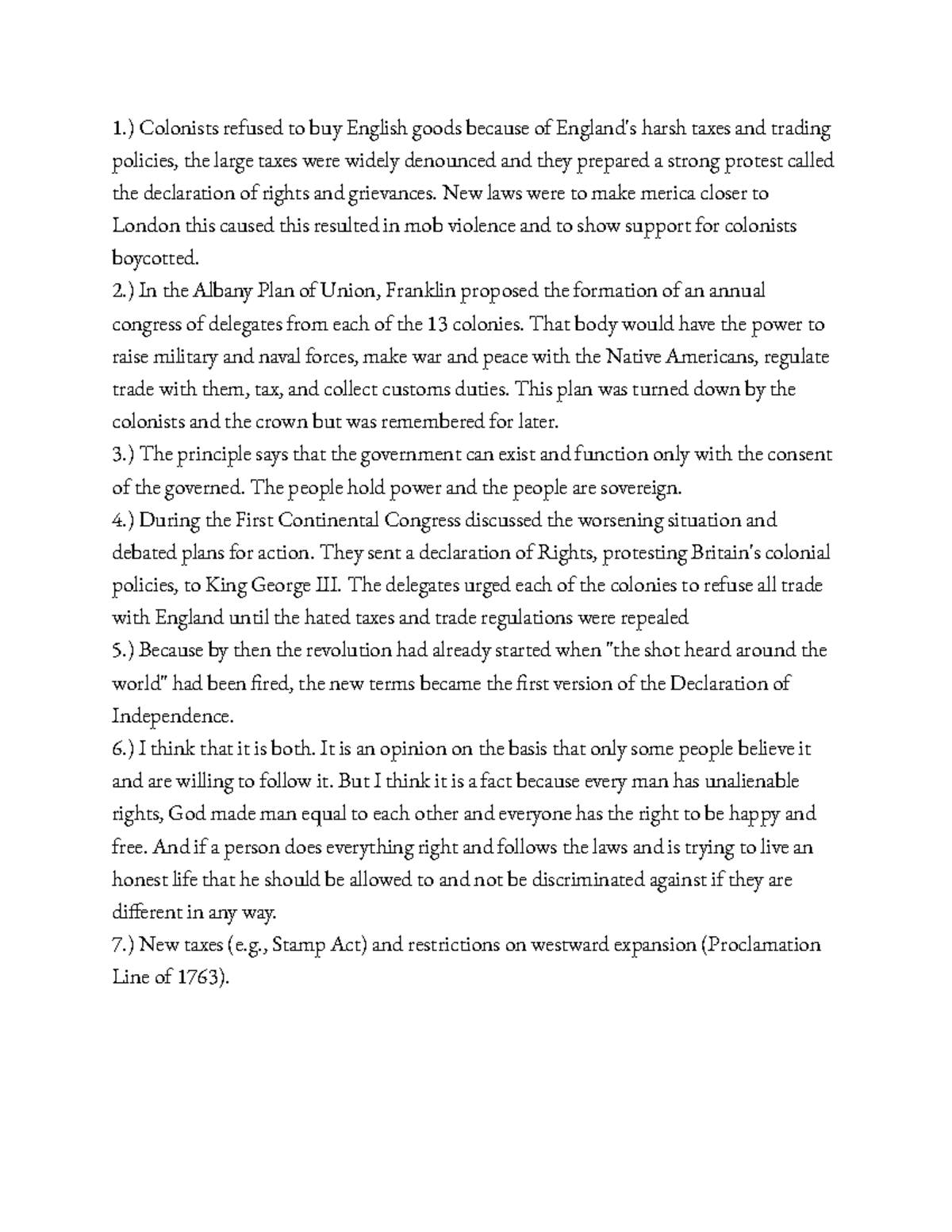 Coming of Independence - Clair Davidson - 1.) Colonists refused to buy ...