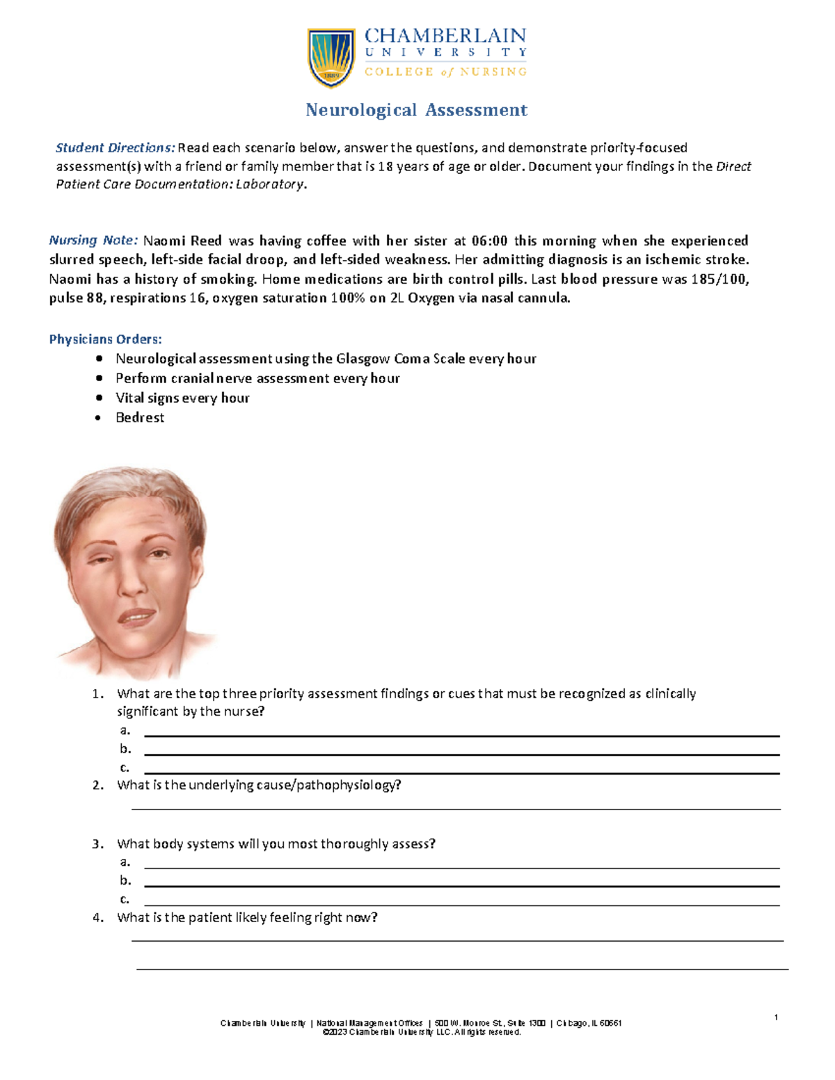 Neuro Assessment Student Version - Neurological Assessment Chamberlain ...