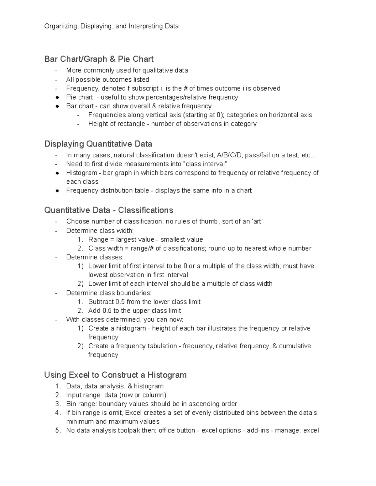 Chapter 3 - Organizing, Displaying, and Interpreting Data - Organizing ...