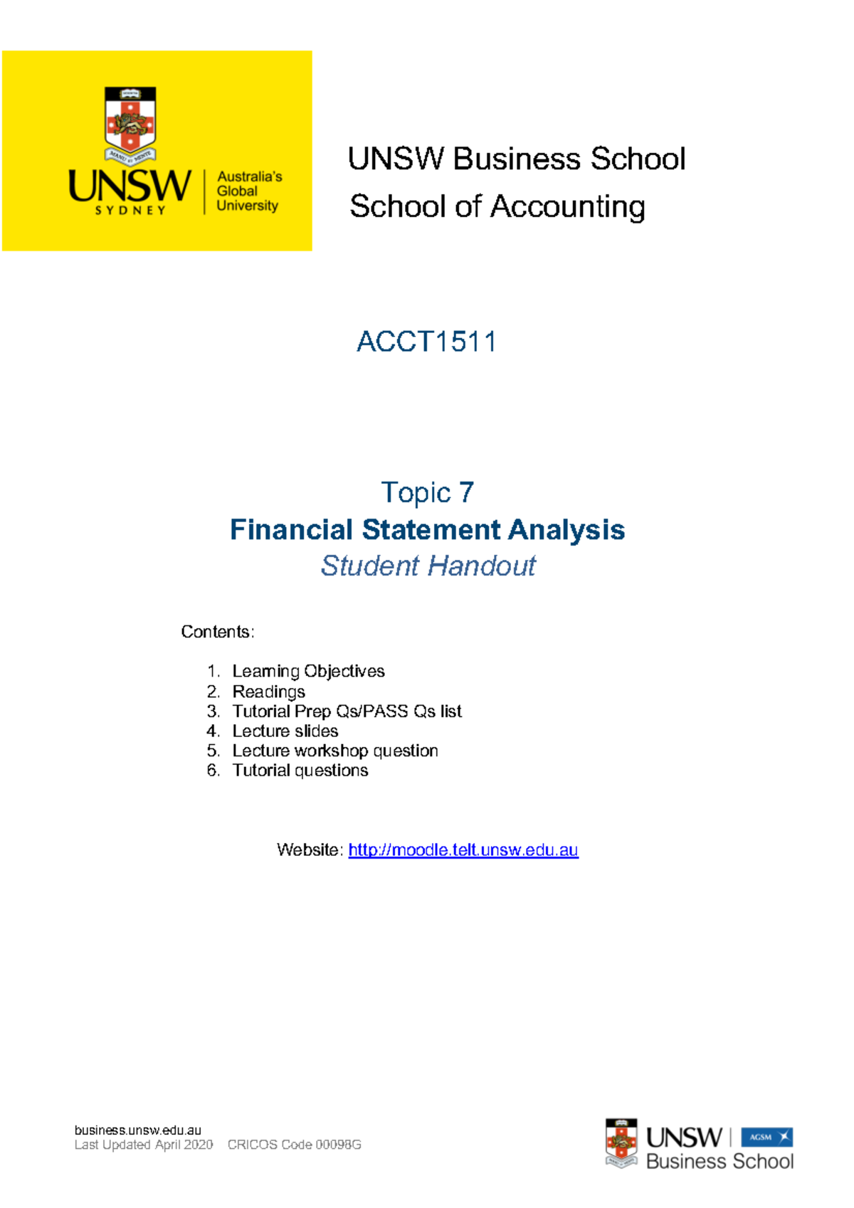 ACCT1511 Topic 7 Notes & Calculations Example - School of Accounting ...