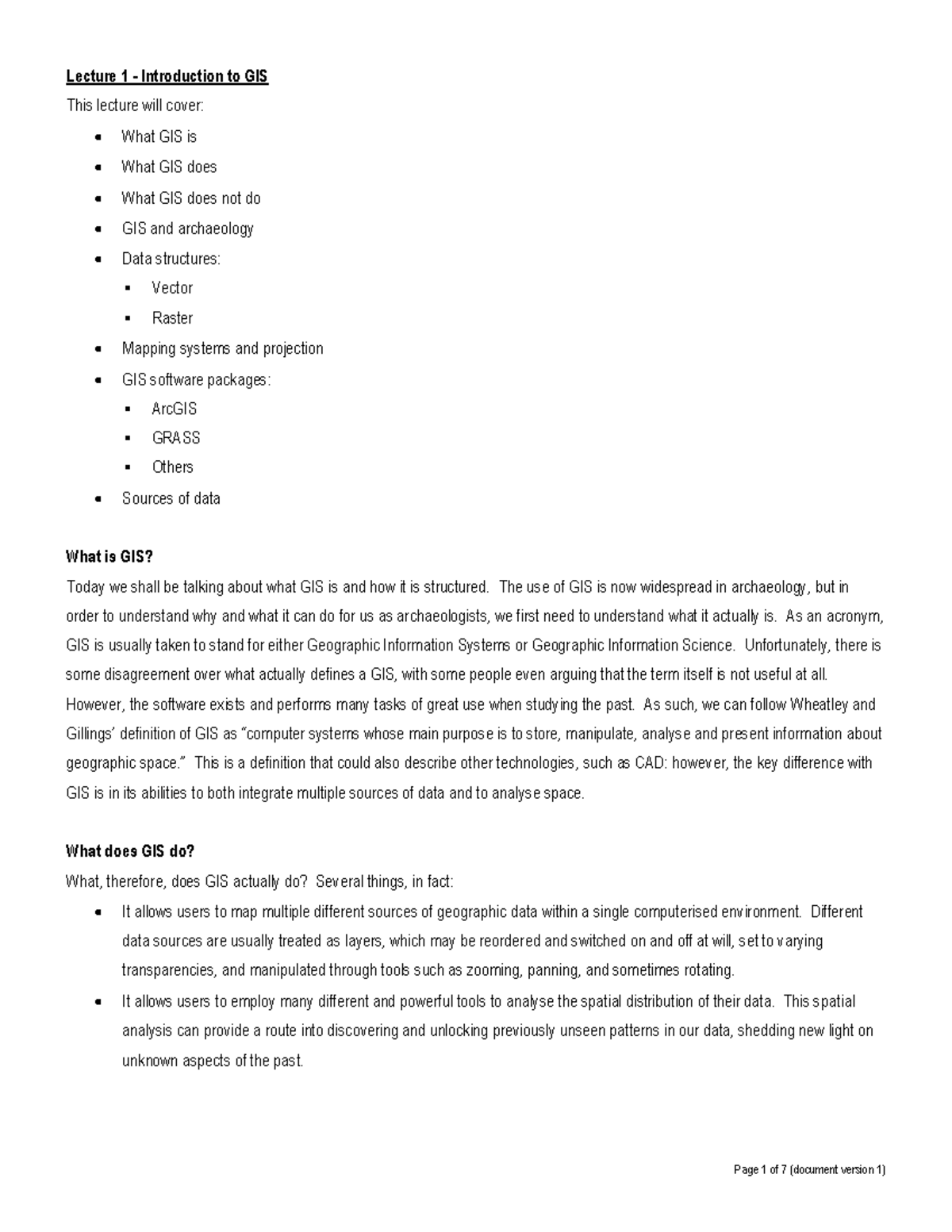 BACHELOR OF SCIENCE GEOGRAPHY GIS - Lecture 1 - Introduction to GIS ...