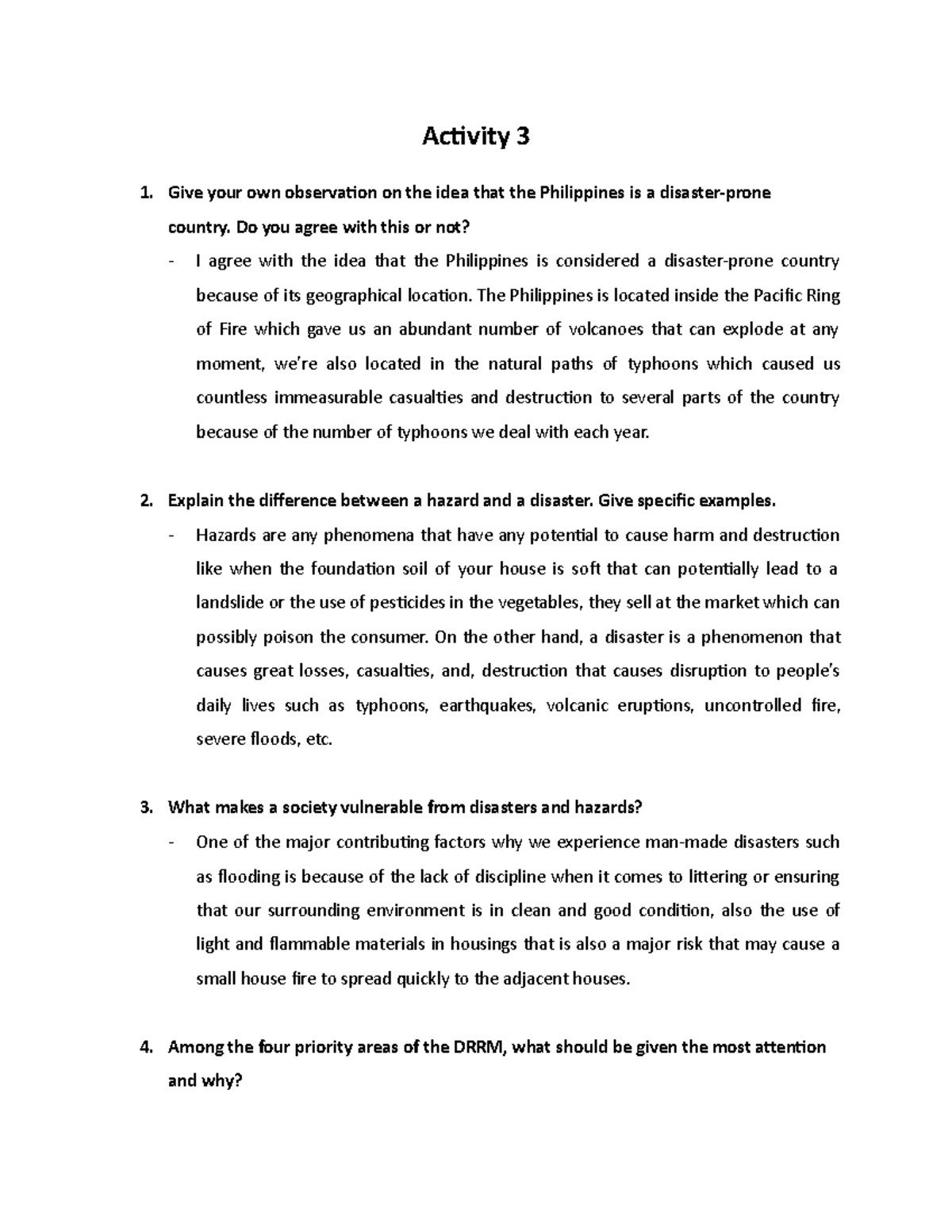 ACT 3 - this will answer your activity 3 in a brief way - Activity 3 ...