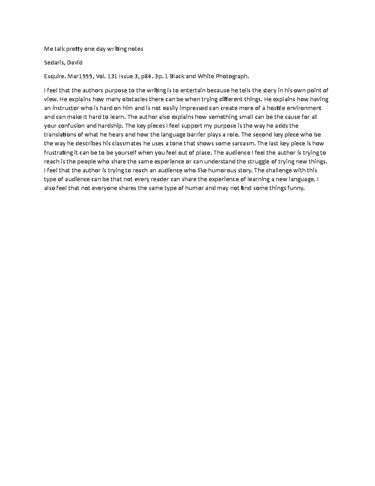 Writing notes - Me talk pretty one day writing notes Sedaris, David ...