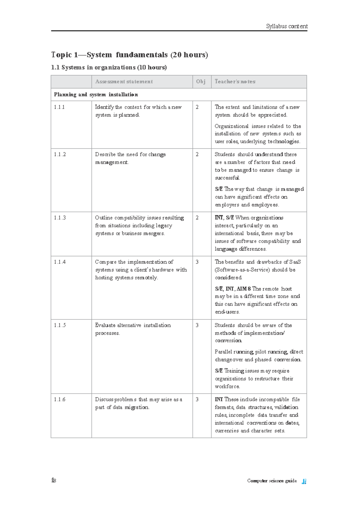 Guide 2014 ukratko - Jjj - 1 Computer science g uide To pi c 1 —System fundamentals ( 20 h o u ...