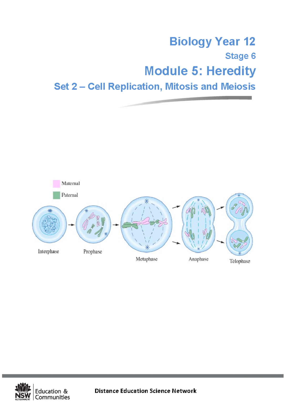 Module 5 Set 2 - Cell Replication, Mitosis and Meiosis - Distance Education Science Network ...