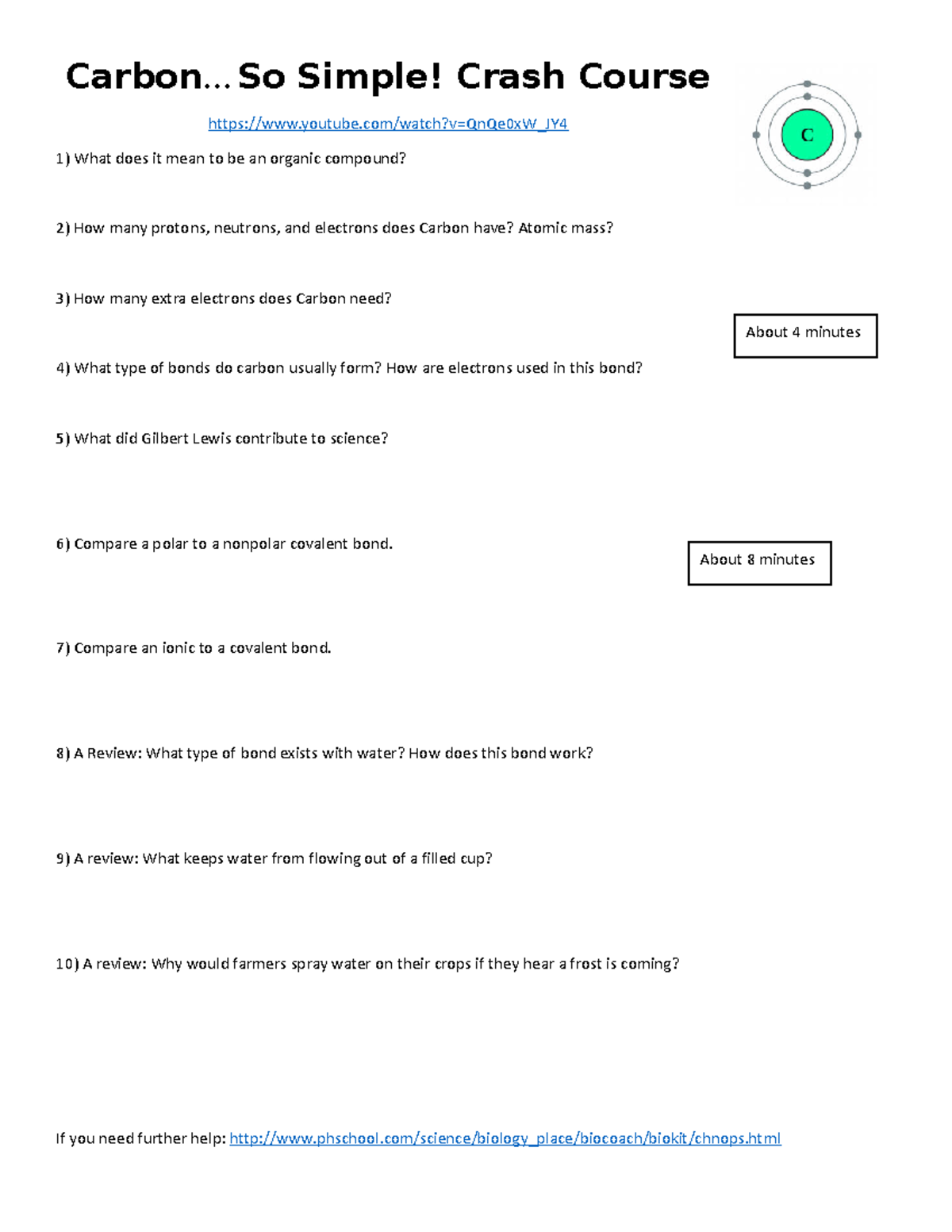 Carbon...Crash Course Video Guide - Carbon.. Simple! Crash Course ...