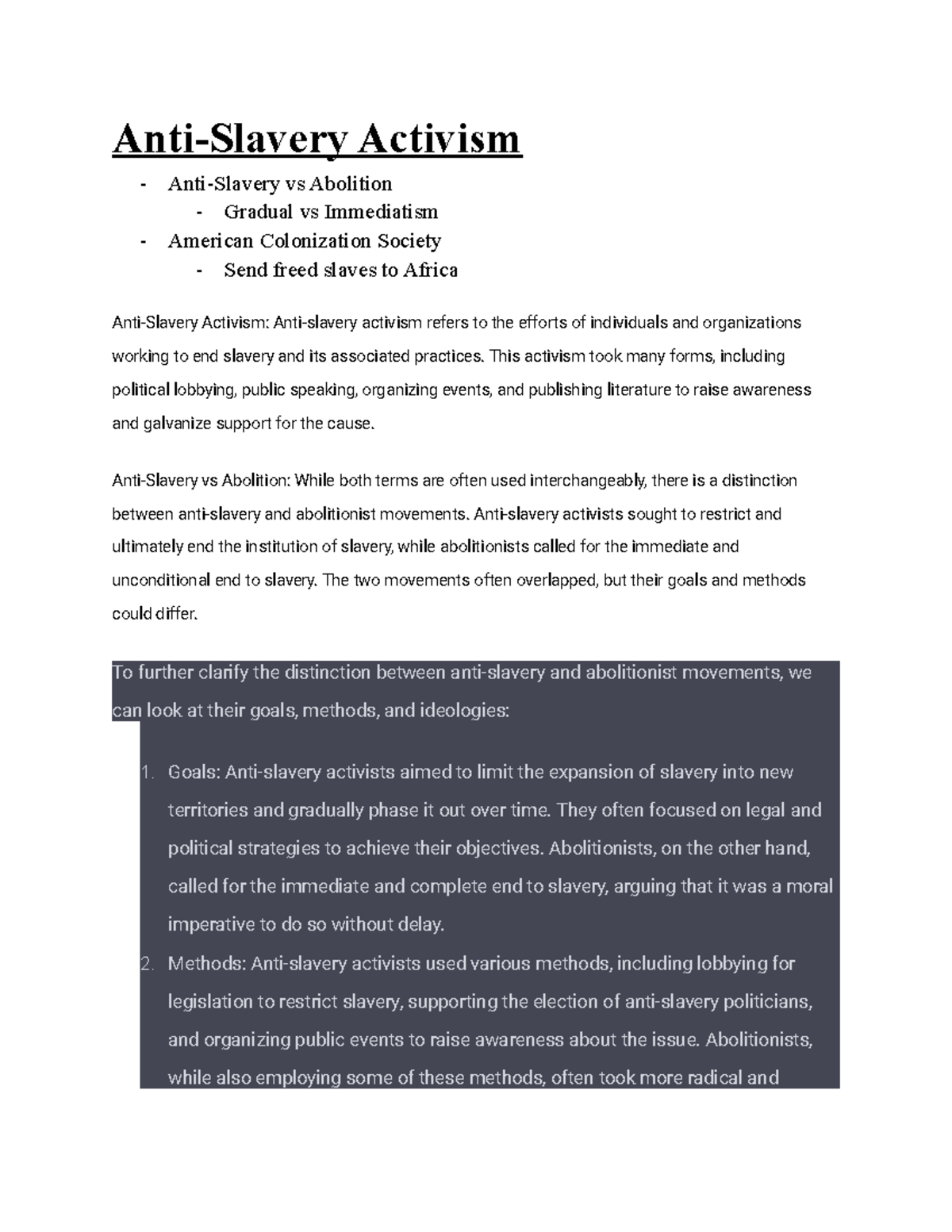 Anti-Slavery Activism and how it influences the US and the world - Anti ...