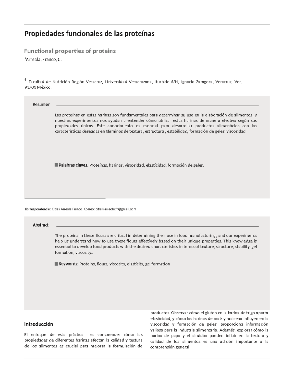 Practica 9 Propiedades Funcionales DE LAS Proteinas - Propiedades funcionales de las proteínas ...
