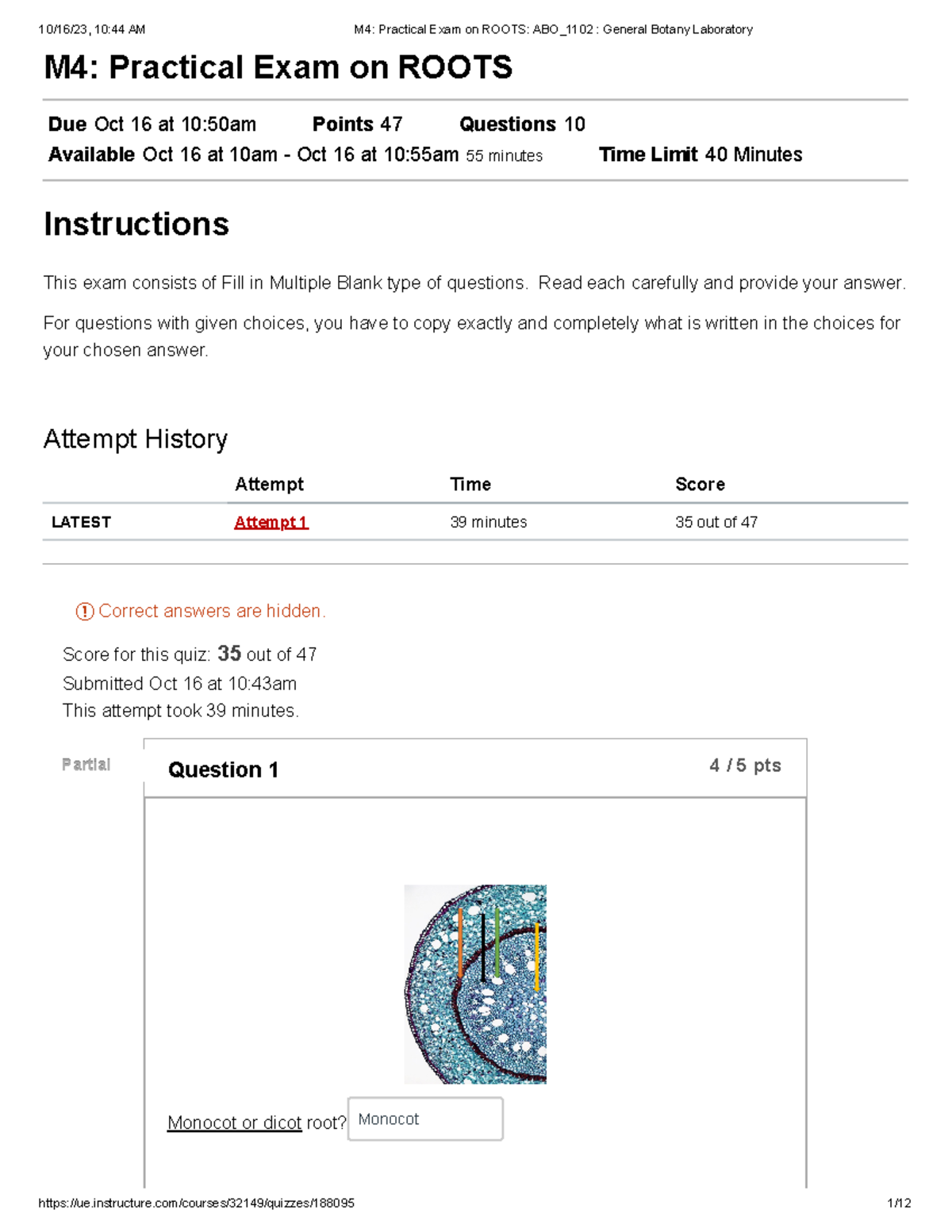 ABO-1102-ROOT - llecture - M4: Practical Exam on ROOTS Due Oct 16 at 10 ...