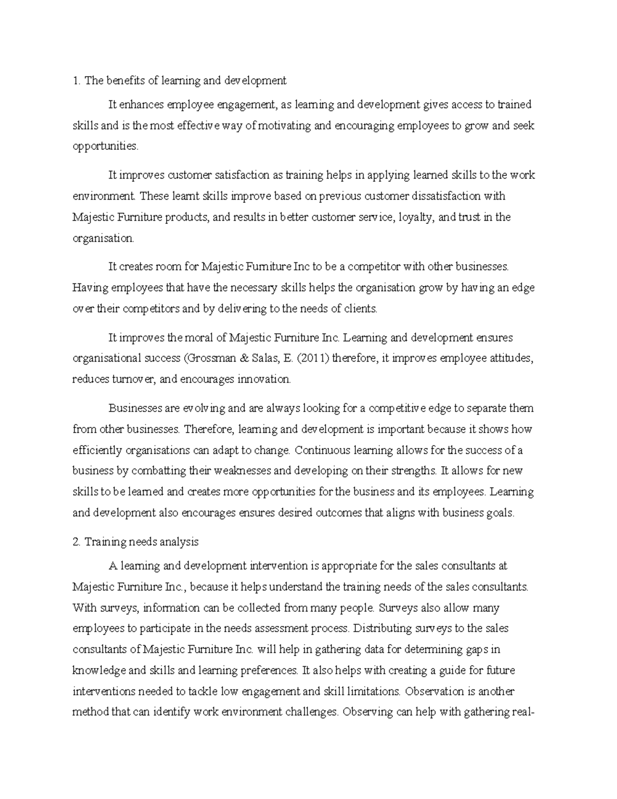 BUS2024F- Assignment 2 - The benefits of learning and development It ...