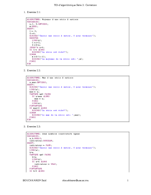 Corre série 1 - corrigé TD1: structures conditionnelles - 1. Exercice 1 ...