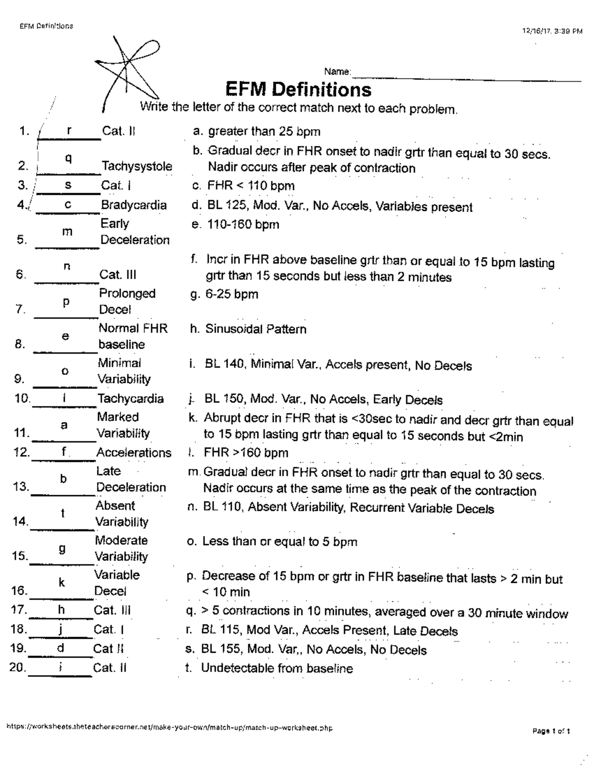 EFM Matching- KEY - N306 - Studocu