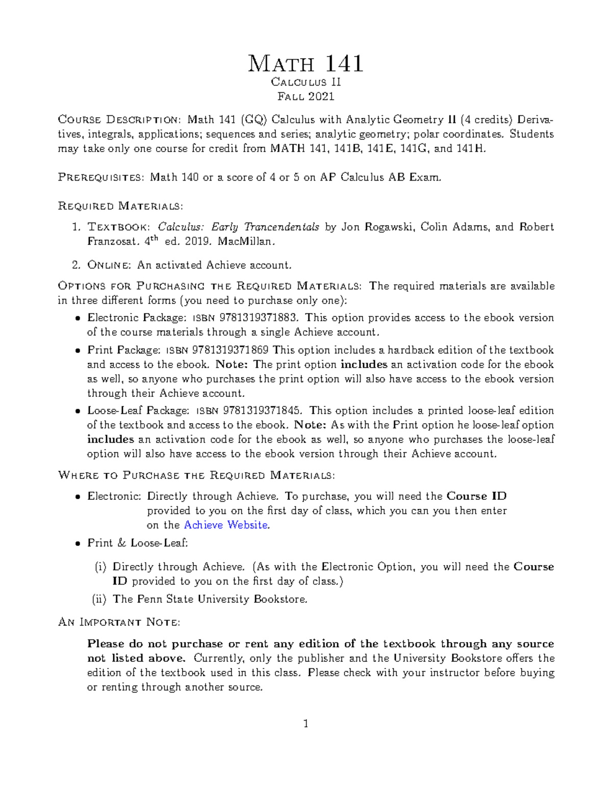 141 F21 Syllabus - Math 141 Calculus II Fall 2021 Course Description ...