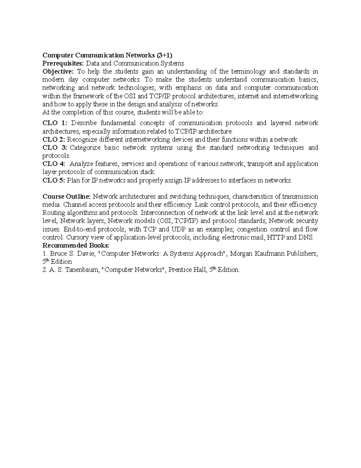 Computer Communication Network - To make the students understand ...