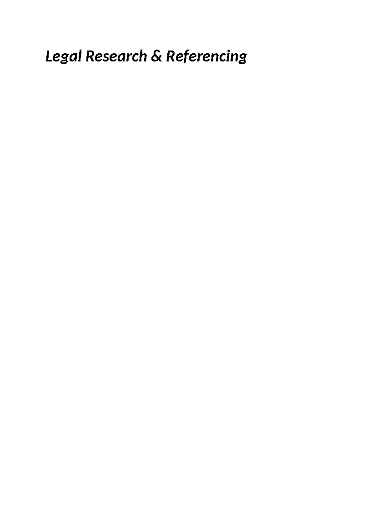 Legal Research & Referencing Cheat Sheet - Legal Research & Referencing ...