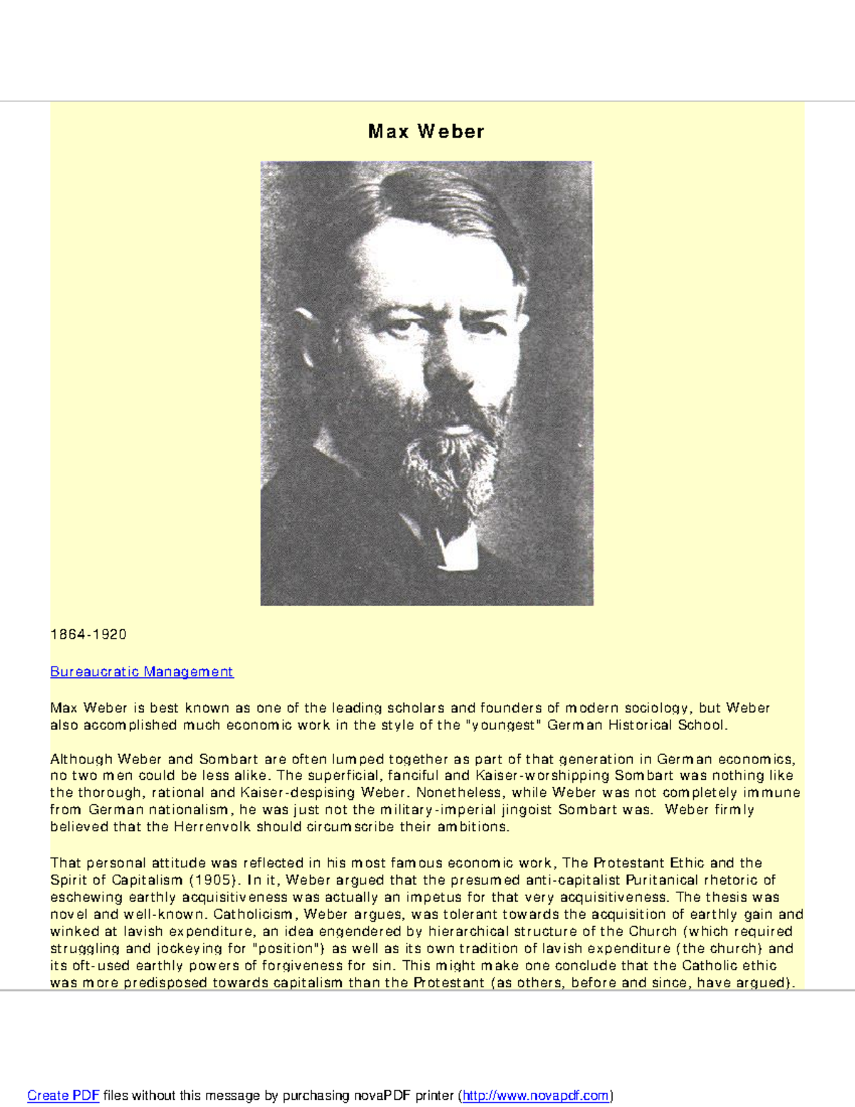 Max Weber - Max Weber 1864 - 1920 Bureaucratic Management Max Weber is ...