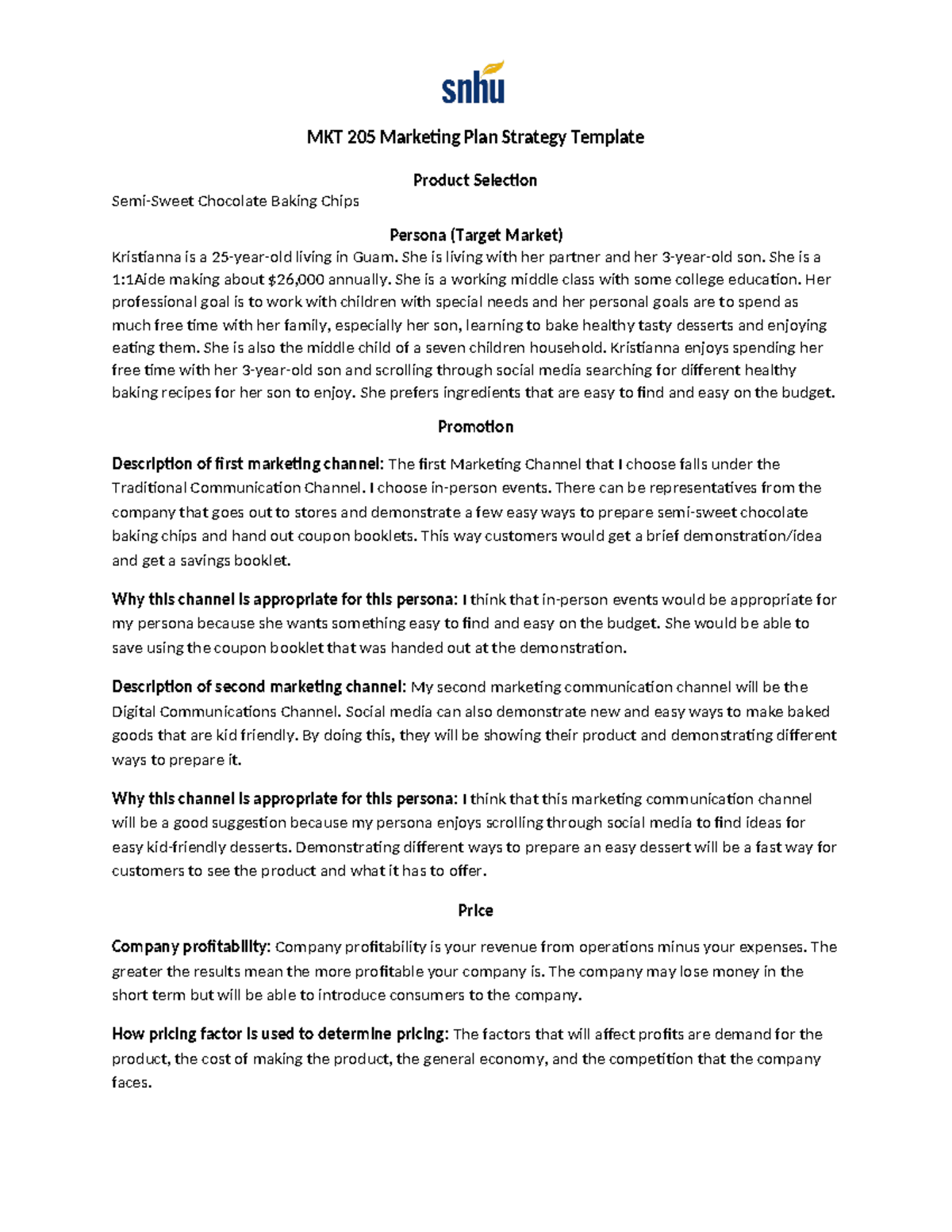 7-2 Project-Marketing Plan Components - MKT 205 Marketing Plan Strategy ...