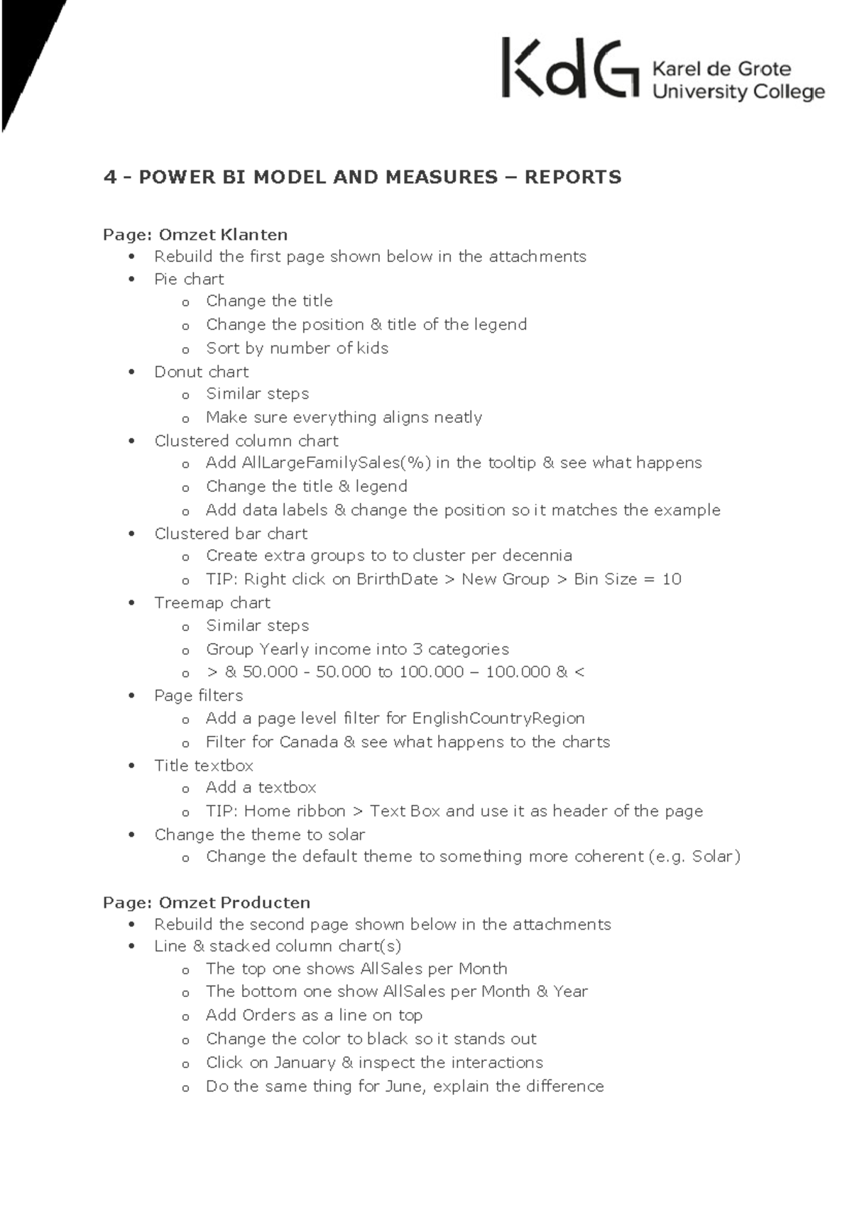 5.1 - Power BI Visuals AND Reports - Instructions - 4 - POWER BI MODEL ...