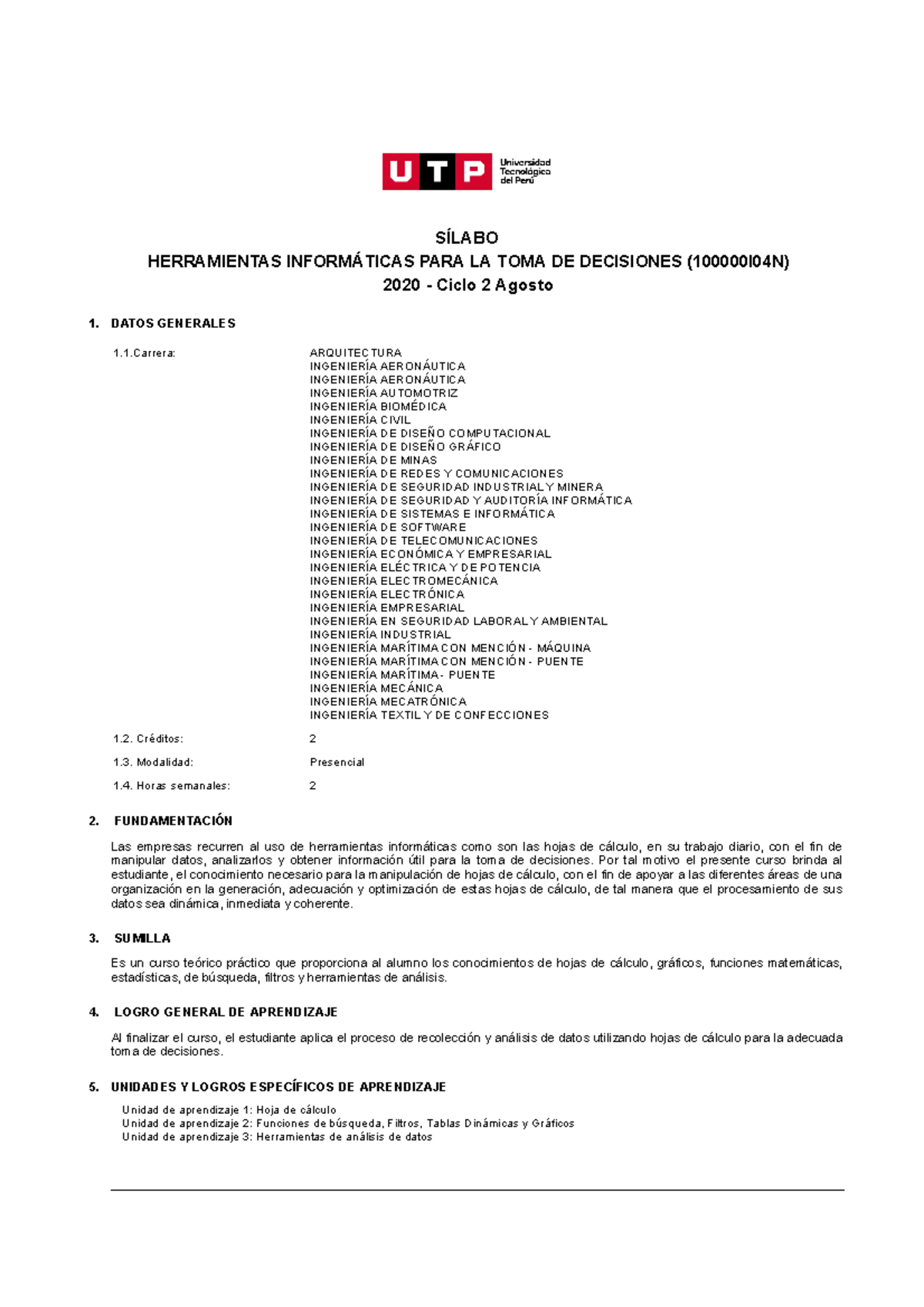 100000 I04N Herramientas Informaticas Para La Toma De Decisiones - SÍLABO HERRAMIENTAS ...