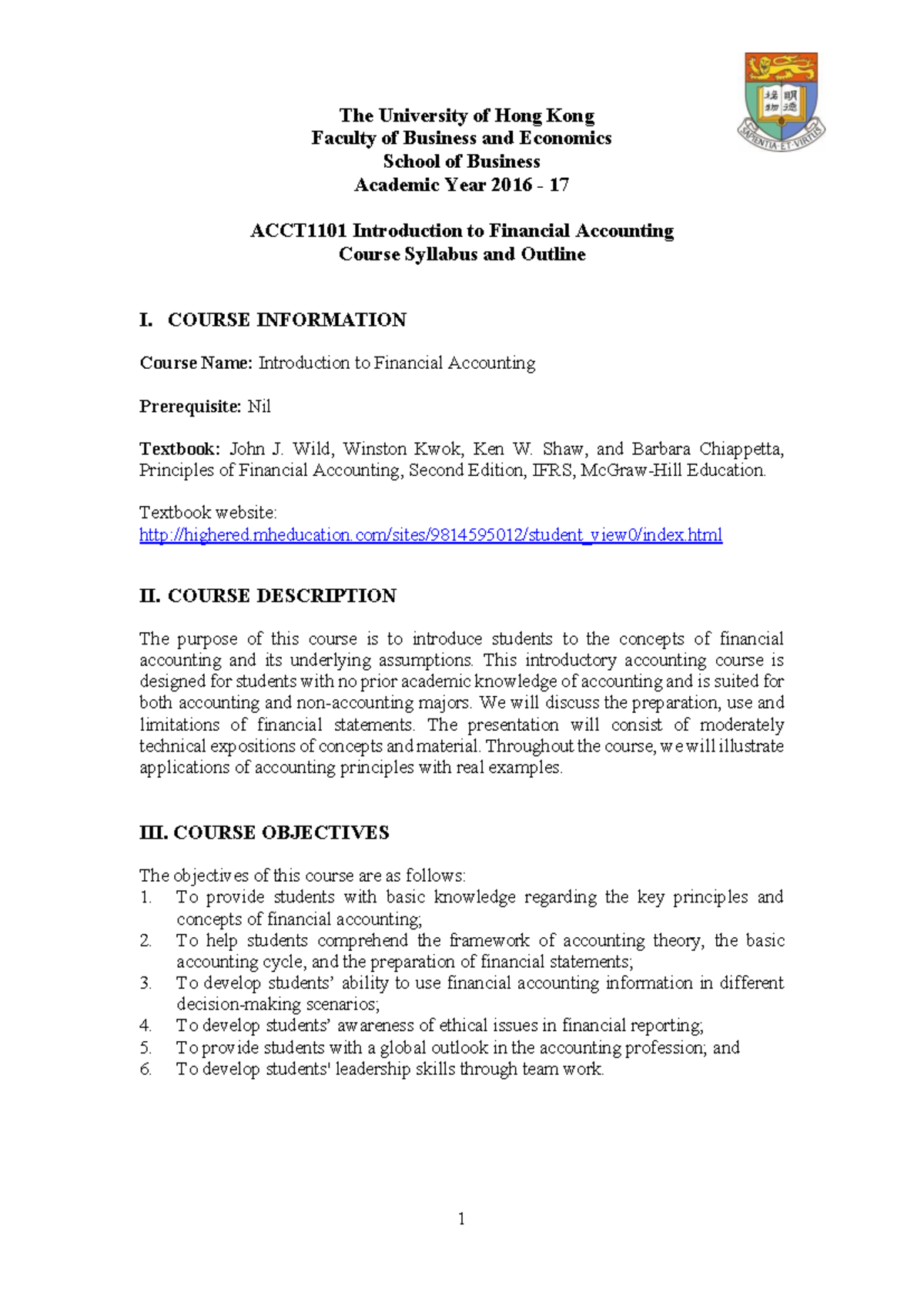 Course outline - Summary Introduction to Financial Accounting - The ...